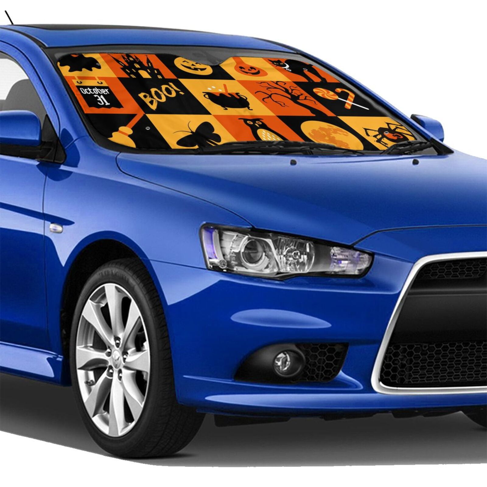 Lsque Halloween Banner Symbols Car Windshield Sun Shade | Accordion ...