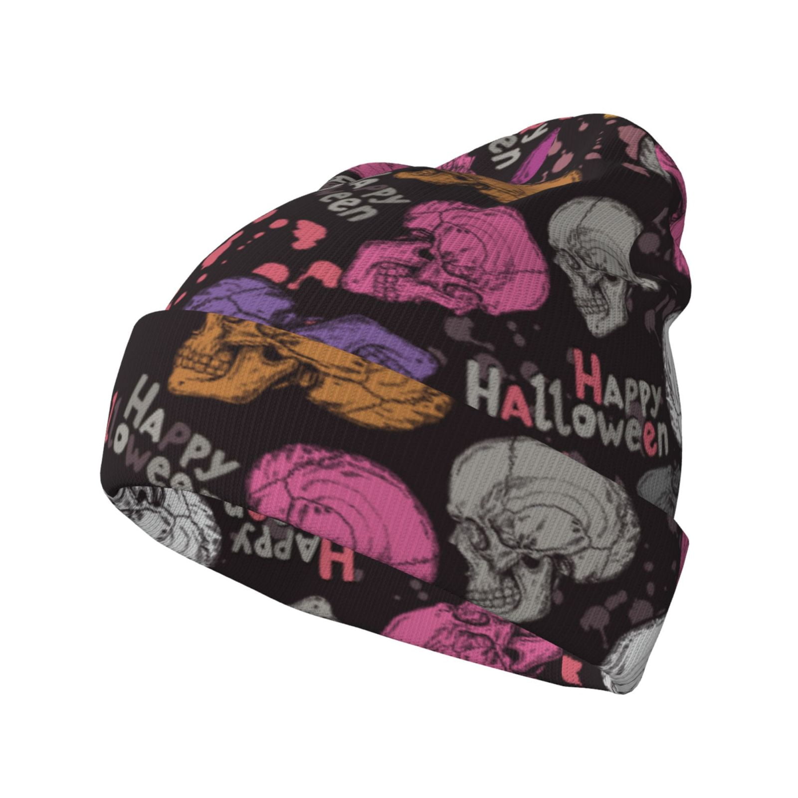 Lsque Halloween Skeleton Pattern Knitted Beanie, Unisex Winter Hat ...