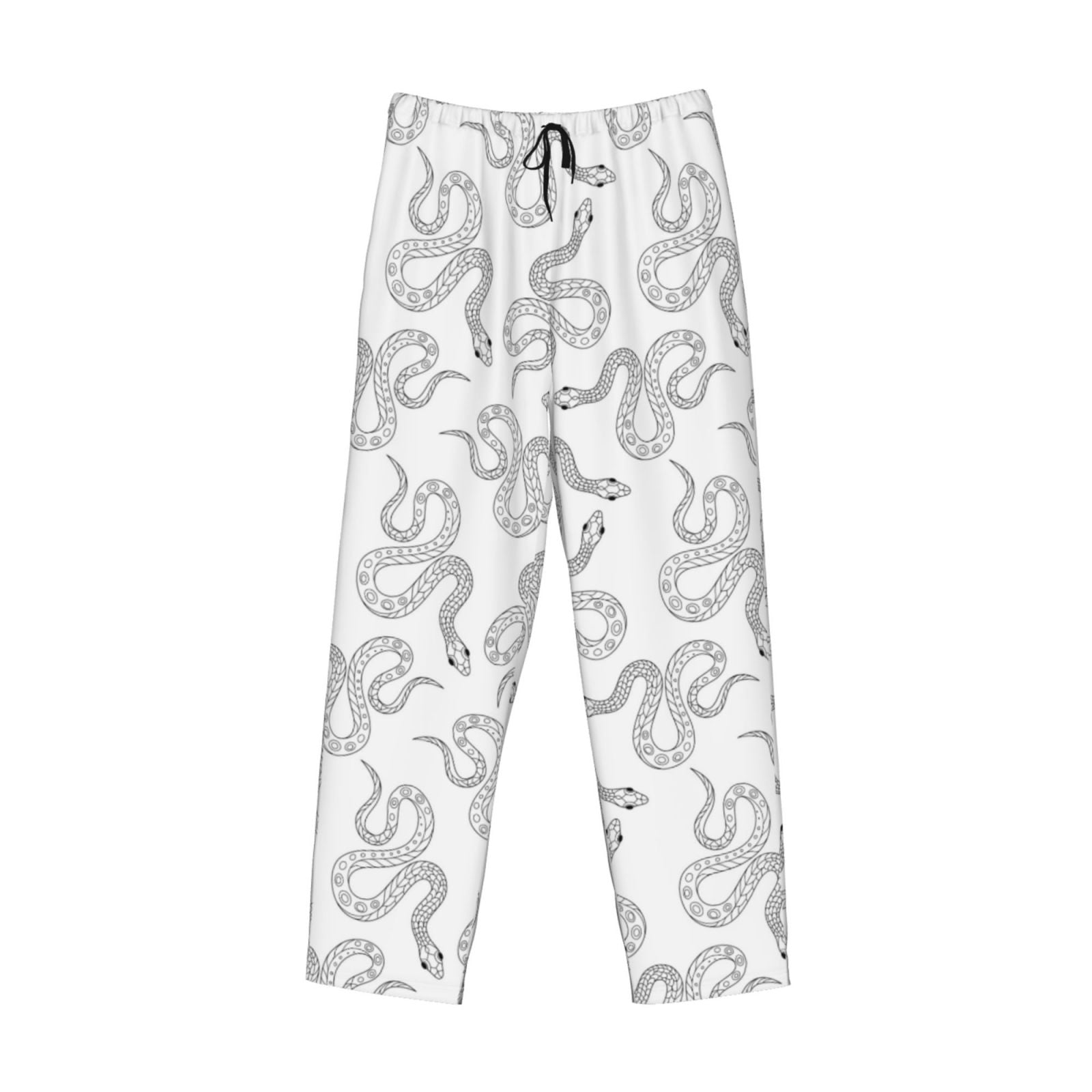 Lsque Hand Drawn Snake Print Men's Pajama Pants, Lounge Pant ...
