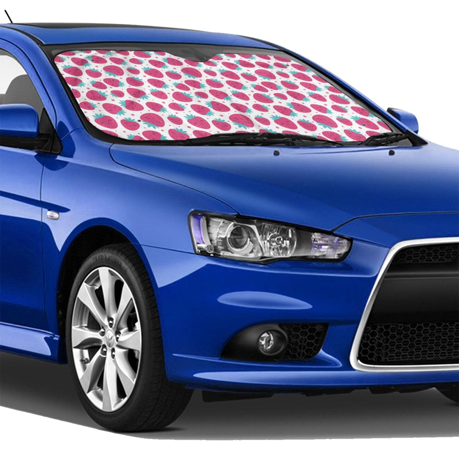 Lsque Hand Drawn Strawberry Car Windshield Sun Shade | Accordion ...