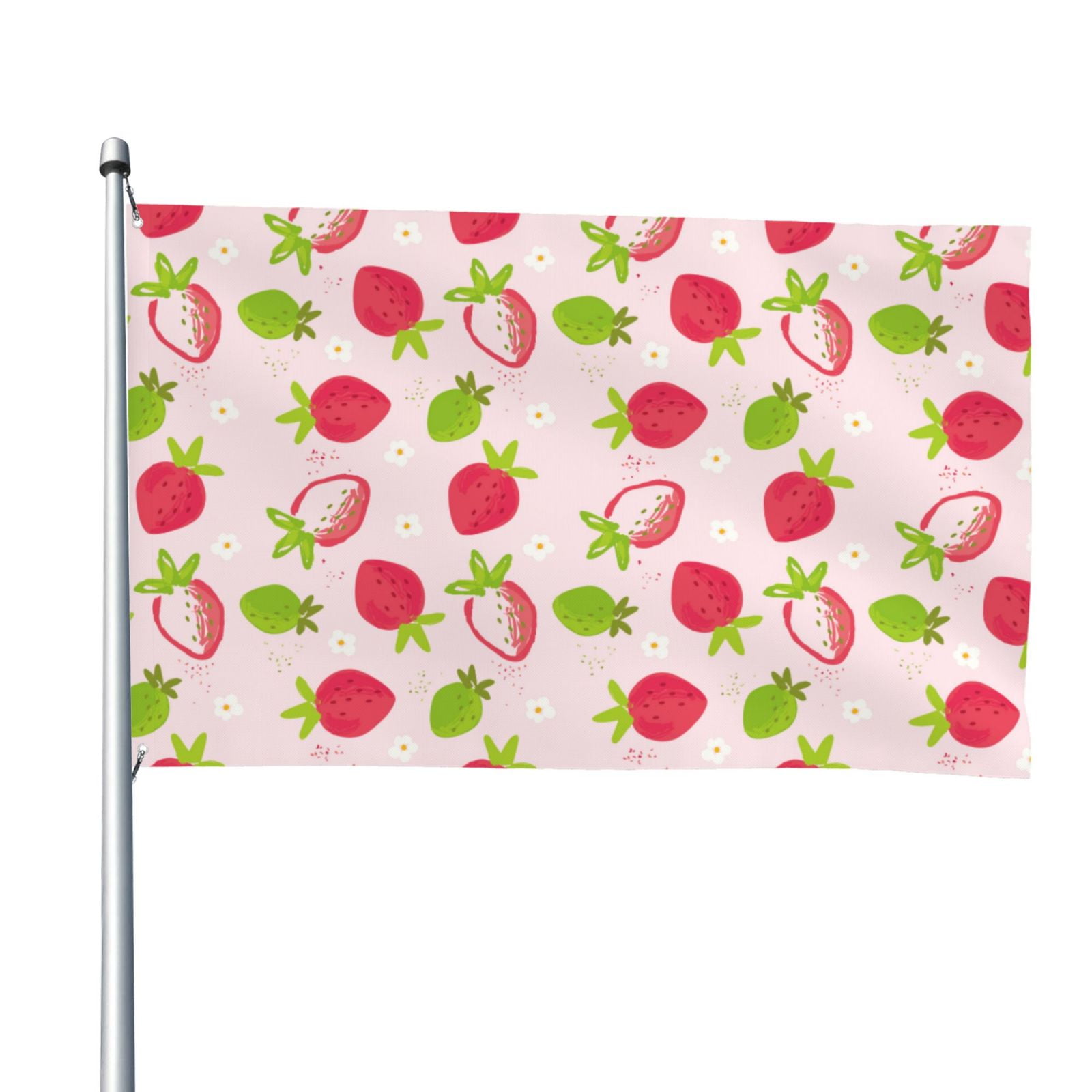 Lsque Hand Drawn Strawberry Pattern Flag,Hand Drawn Strawberry Printed ...