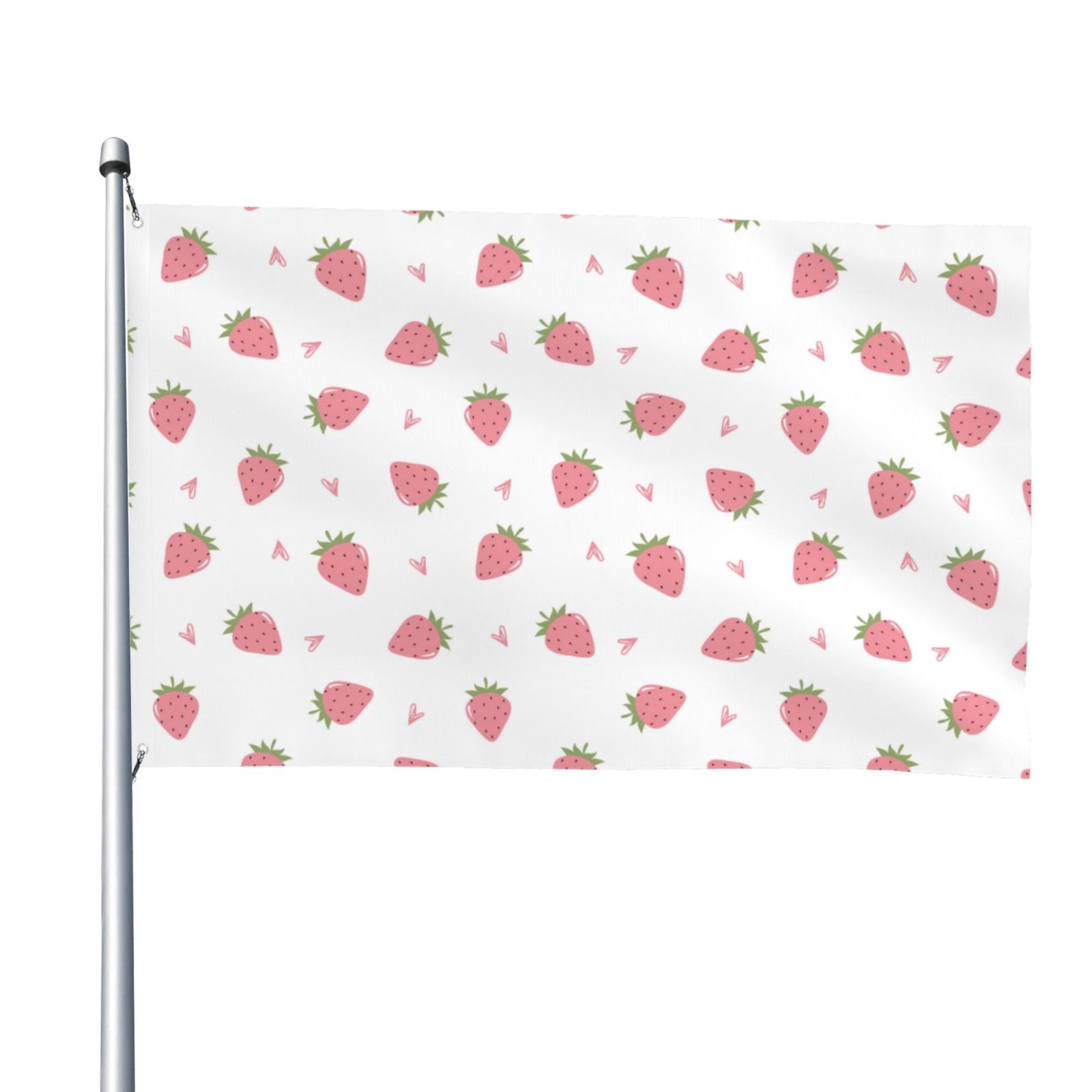 Lsque Hand Drawn Strawberry Pattern Flag,Hand Drawn Strawberry Printed ...