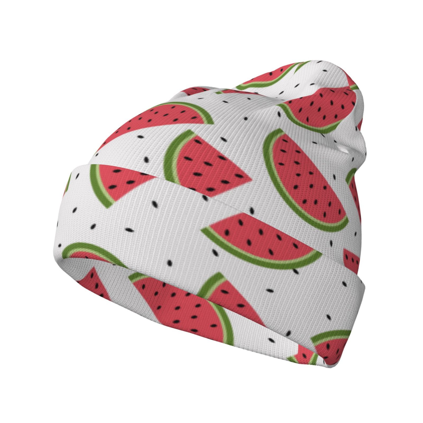 Lsque Hand Drawn Watermelon Pattern Knitted Beanie, Unisex Winter Hat ...