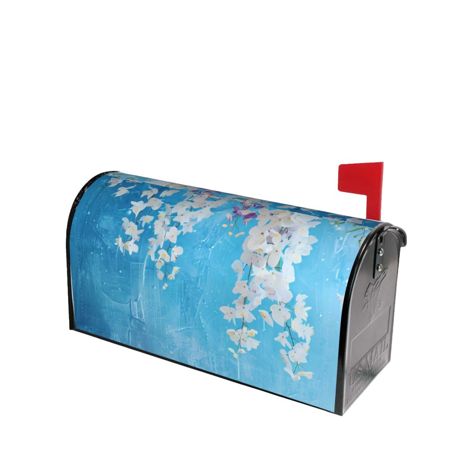 Lsque Hanging Orchids Floral Blue Mailbox Cover Standard Size ,Magnetic ...