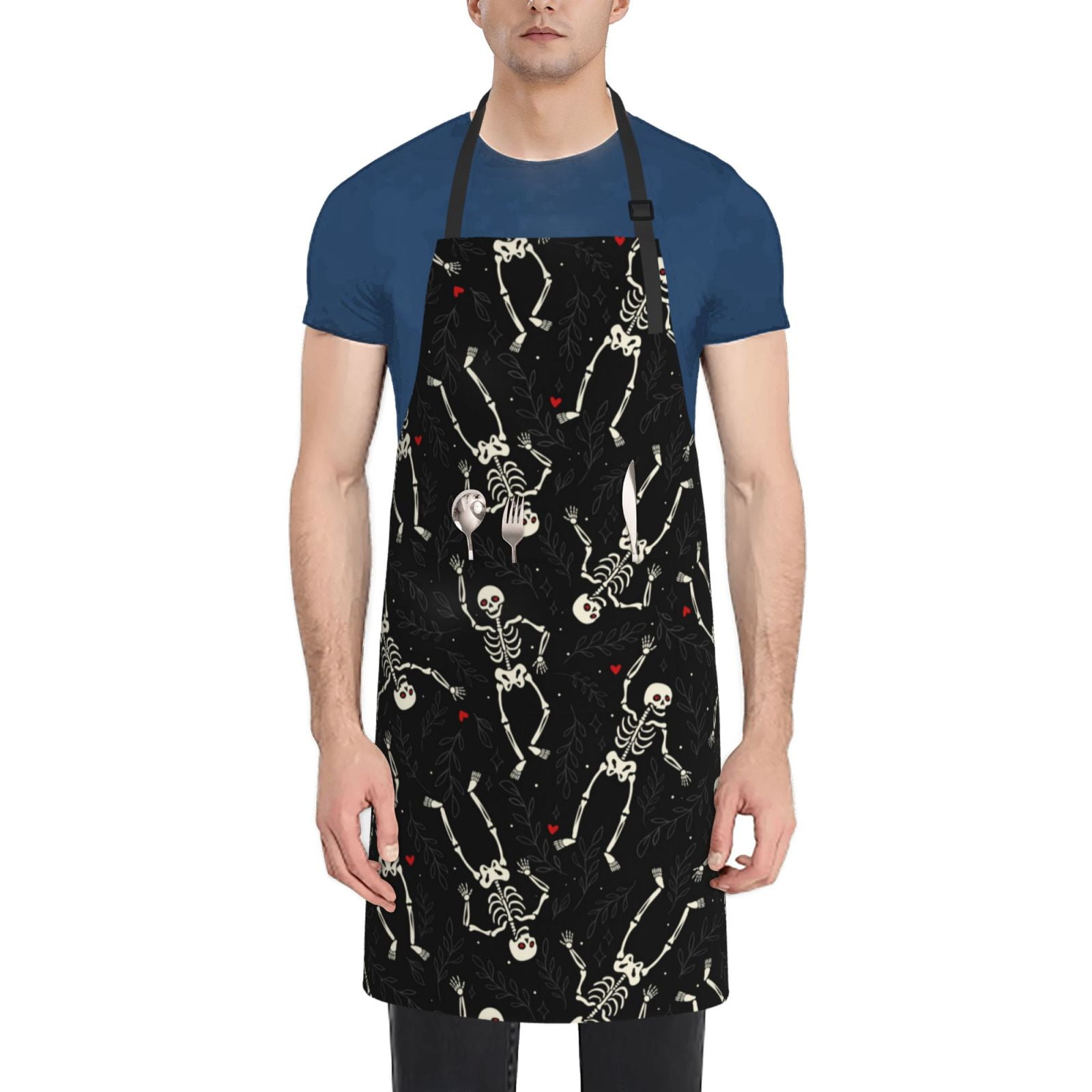 Lsque Happy Skeletons Dancing Waterproof Apron Chef Aprons for Men ...