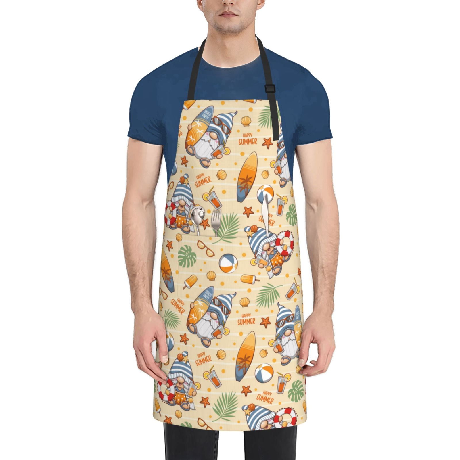 Lsque Happy Summer With Gnome Waterproof Apron Chef Aprons for Men ...