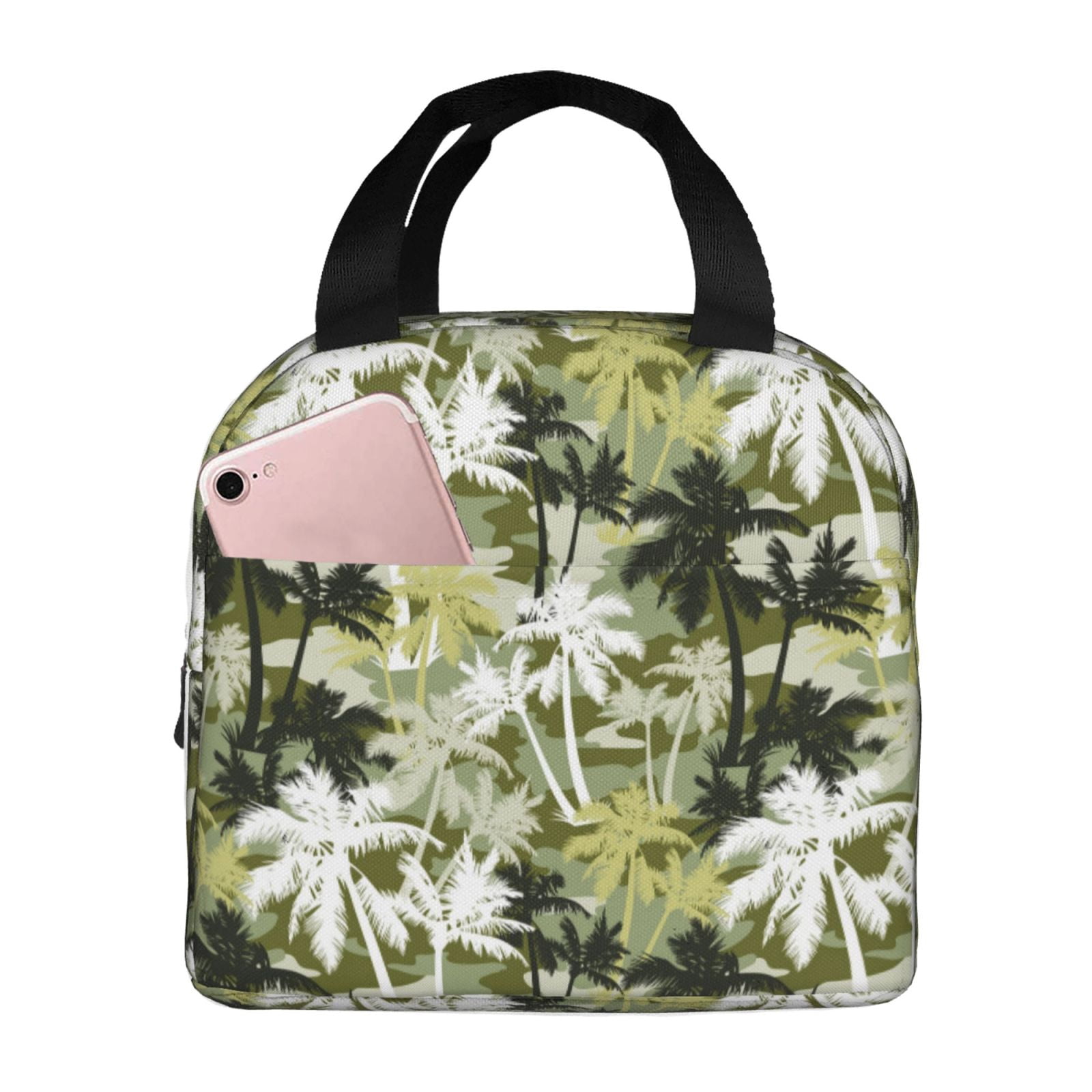 Lsque Hawaii Palms Pattern Lunch Bag Women/Men Insulated Lunch Box ...