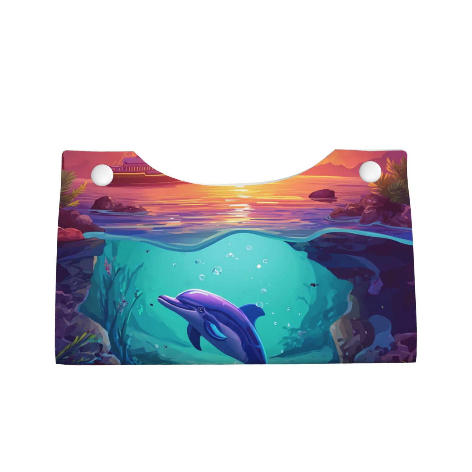 Lsque Hawaiian Island Dolphin Printed Long Tissue Box Cover Holder ...