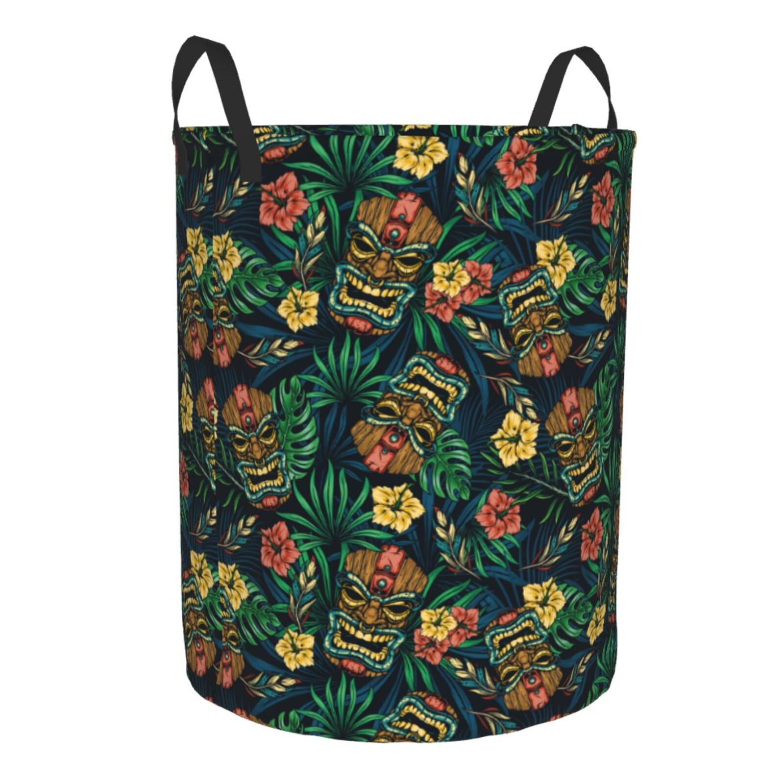 Lsque Hawaiian Tribal Mask pattern Laundry Hamper Basket, Tall Woven ...