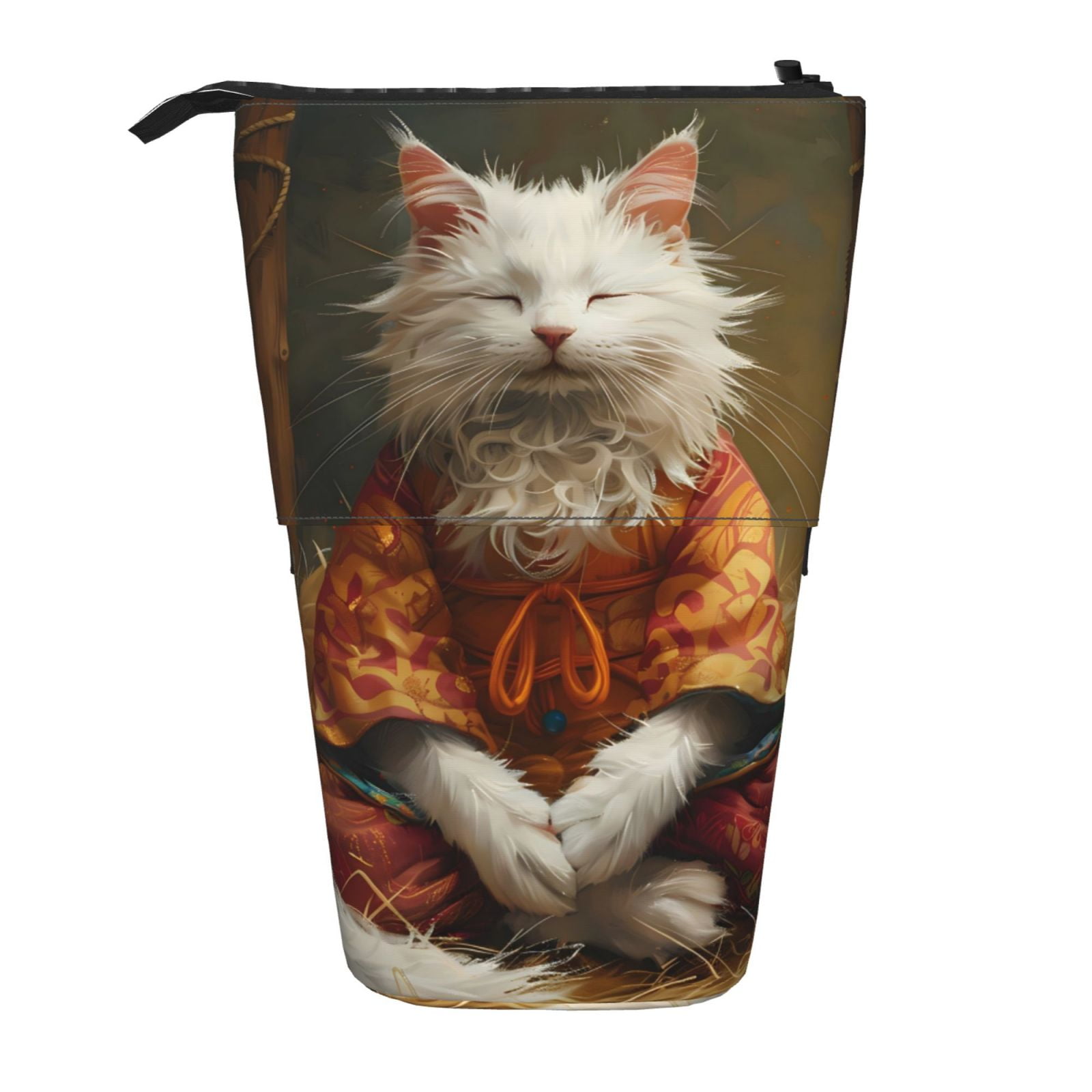 Lsque Haystack Meditating Cat Pattern Telescopic Pencil Bag Pen Holder ...
