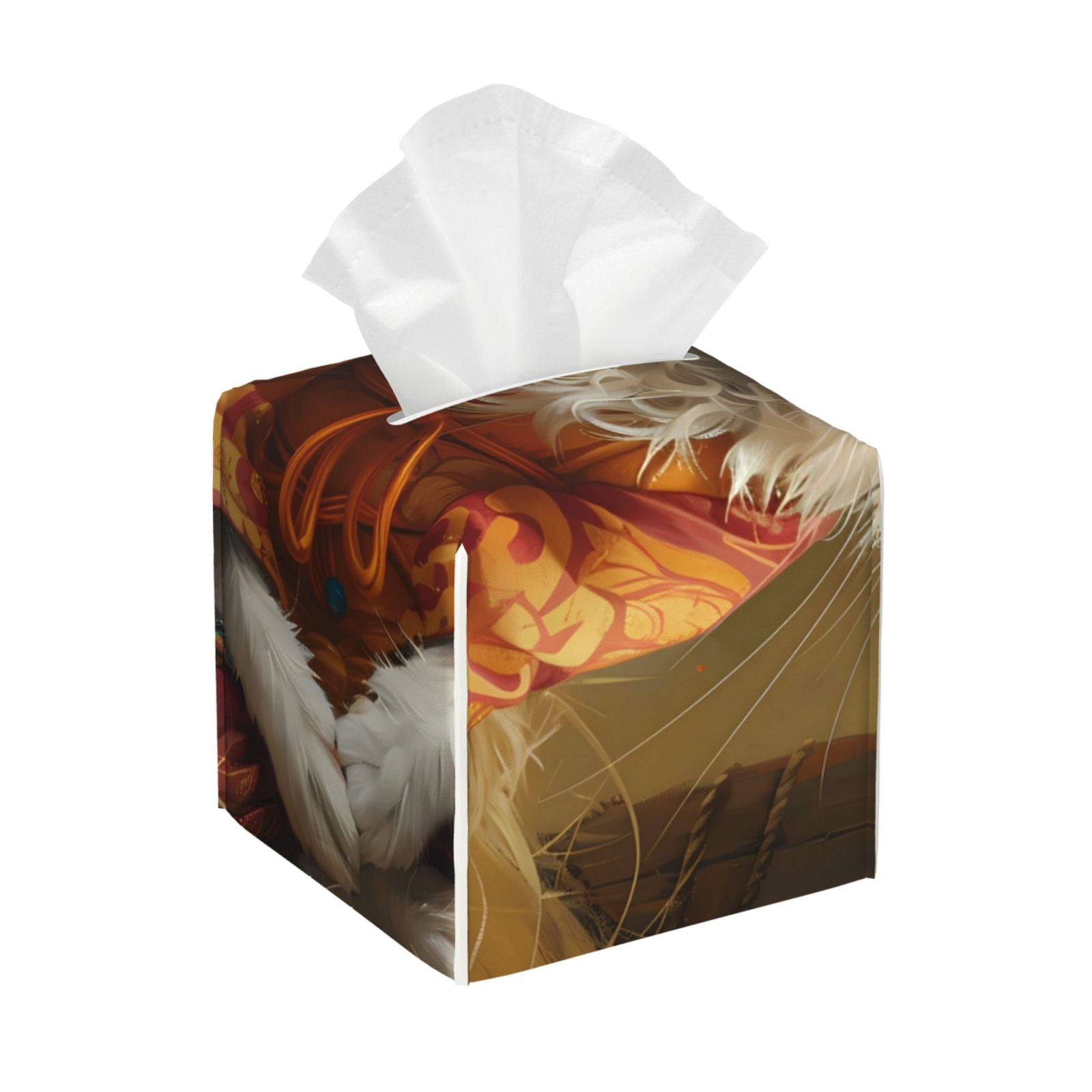 Lsque Haystack Meditating Cat Printed Tissue Box Cover Holder, Facial ...