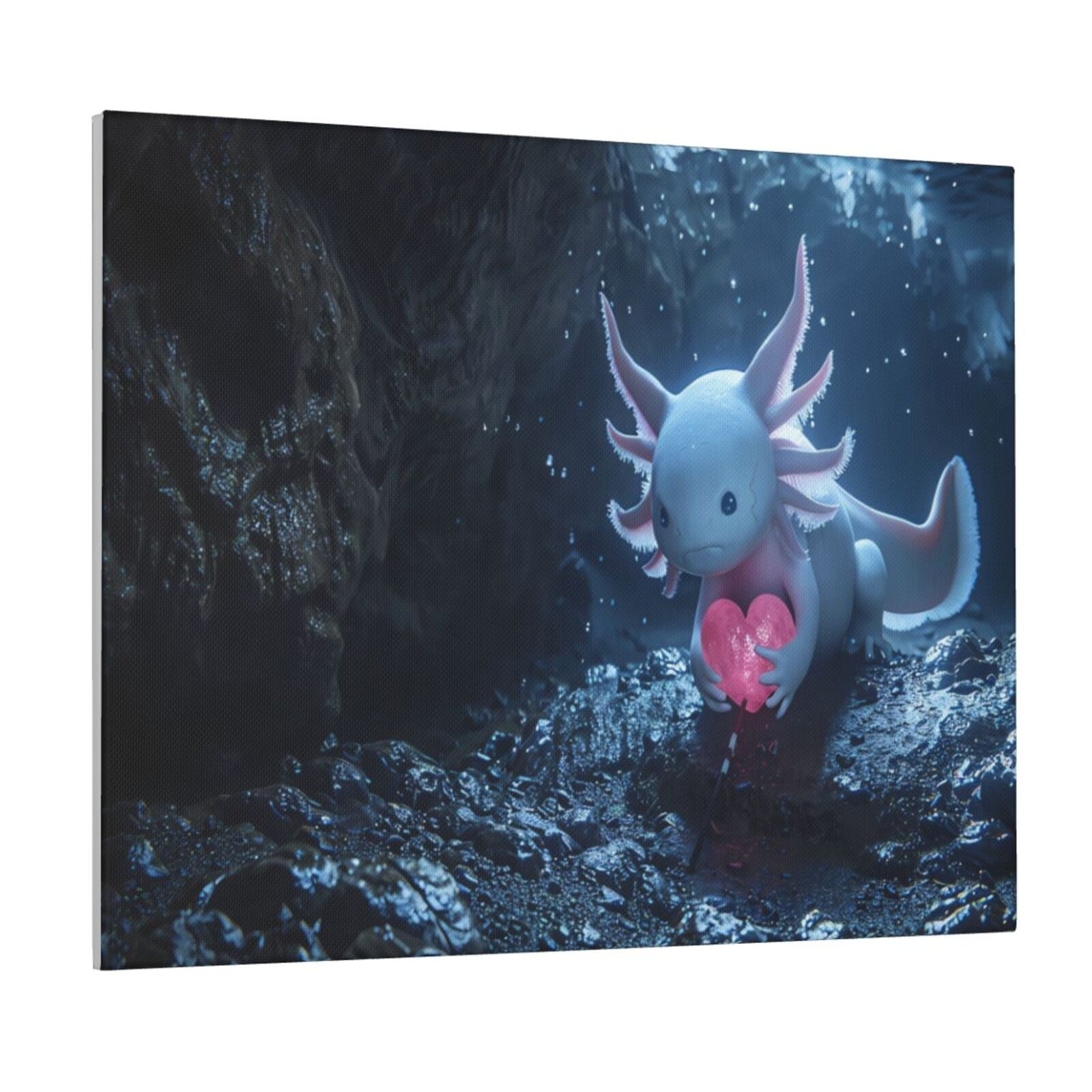 Lsque Heart Axolotl Print Wall Art – Decorative Picture for Living Room ...