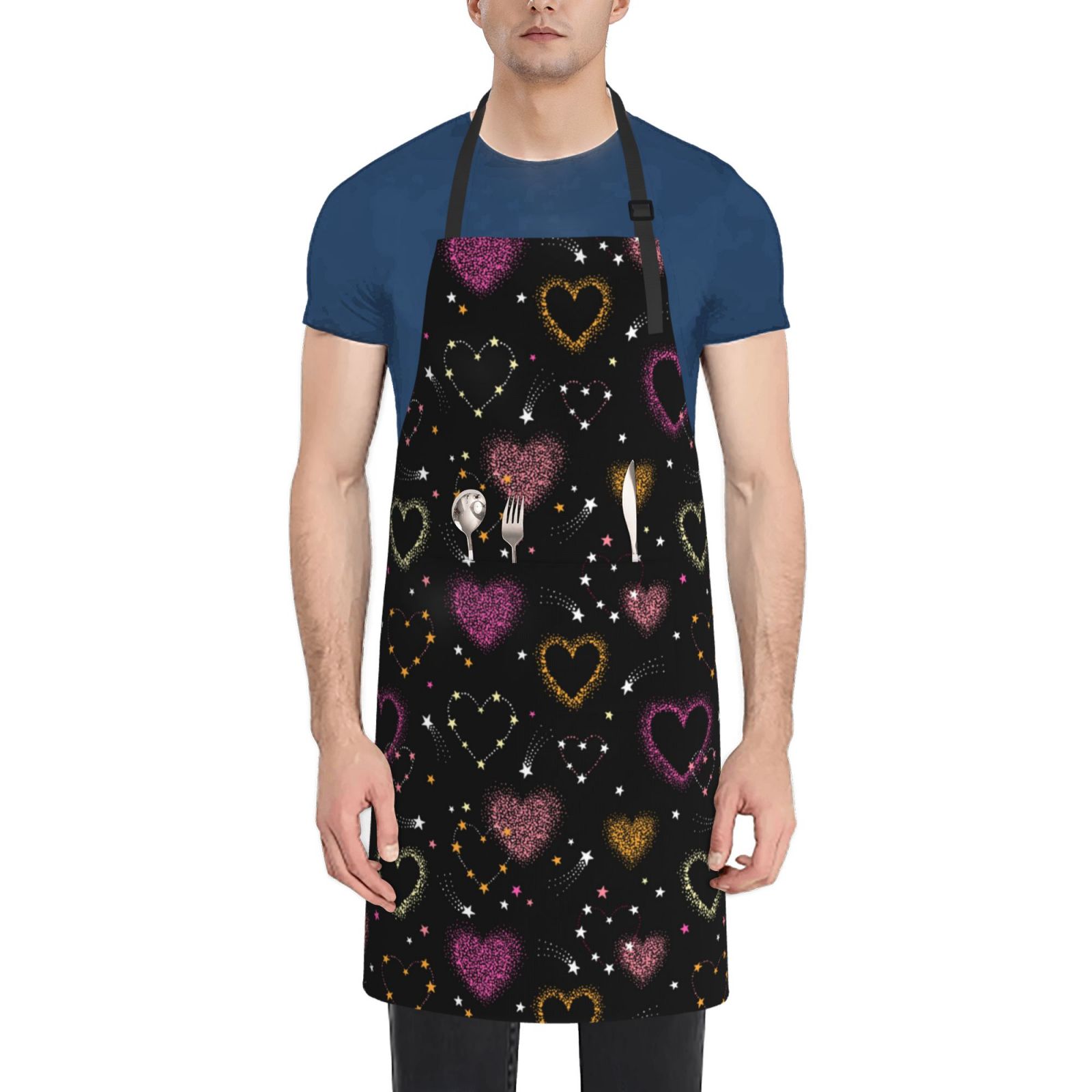 Lsque Heart and Stars Waterproof Apron Chef Aprons for Men Heavy Duty ...