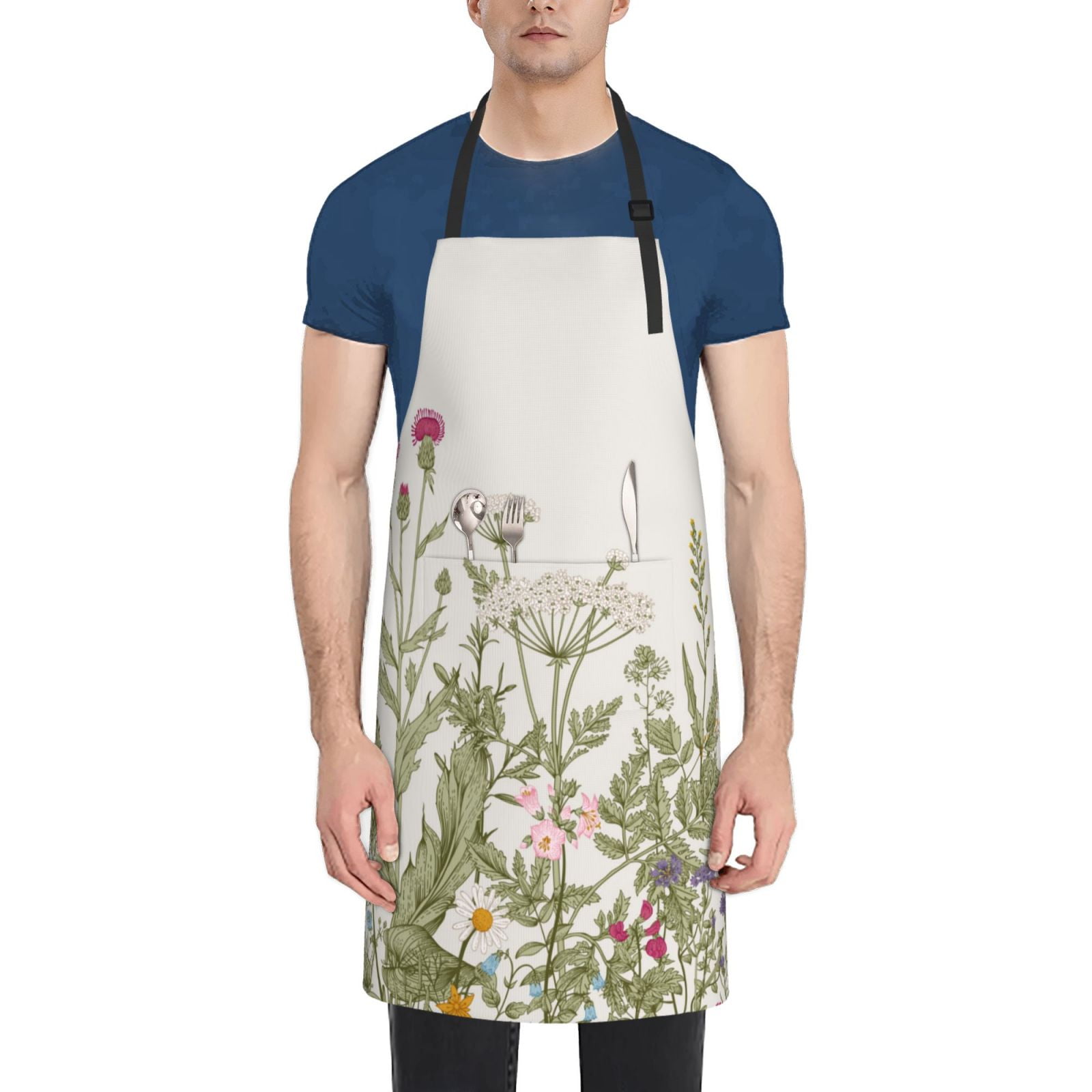 Lsque Herbs and Wildflowers Waterproof Apron Chef Aprons for Men Heavy ...
