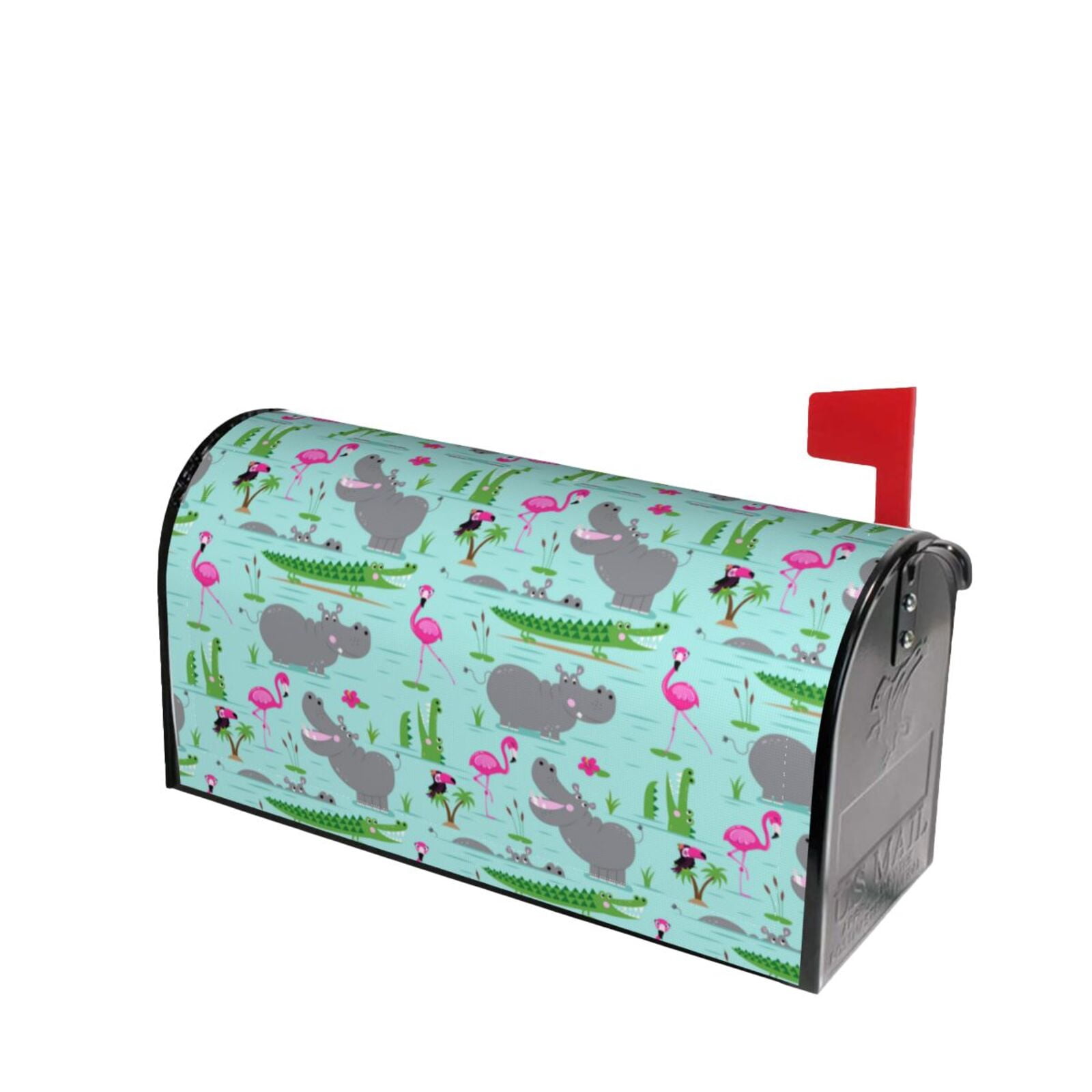Lsque Hippo With Flamingos And Crocodiles Mailbox Cover Standard Size ...