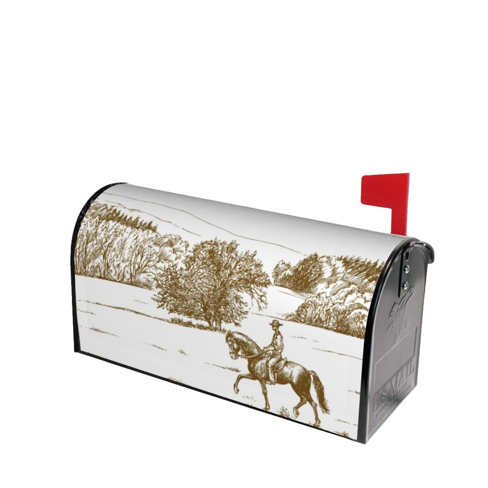 Lsque Horse Rider In Field Mailbox Cover Standard Size ,Magnetic ...