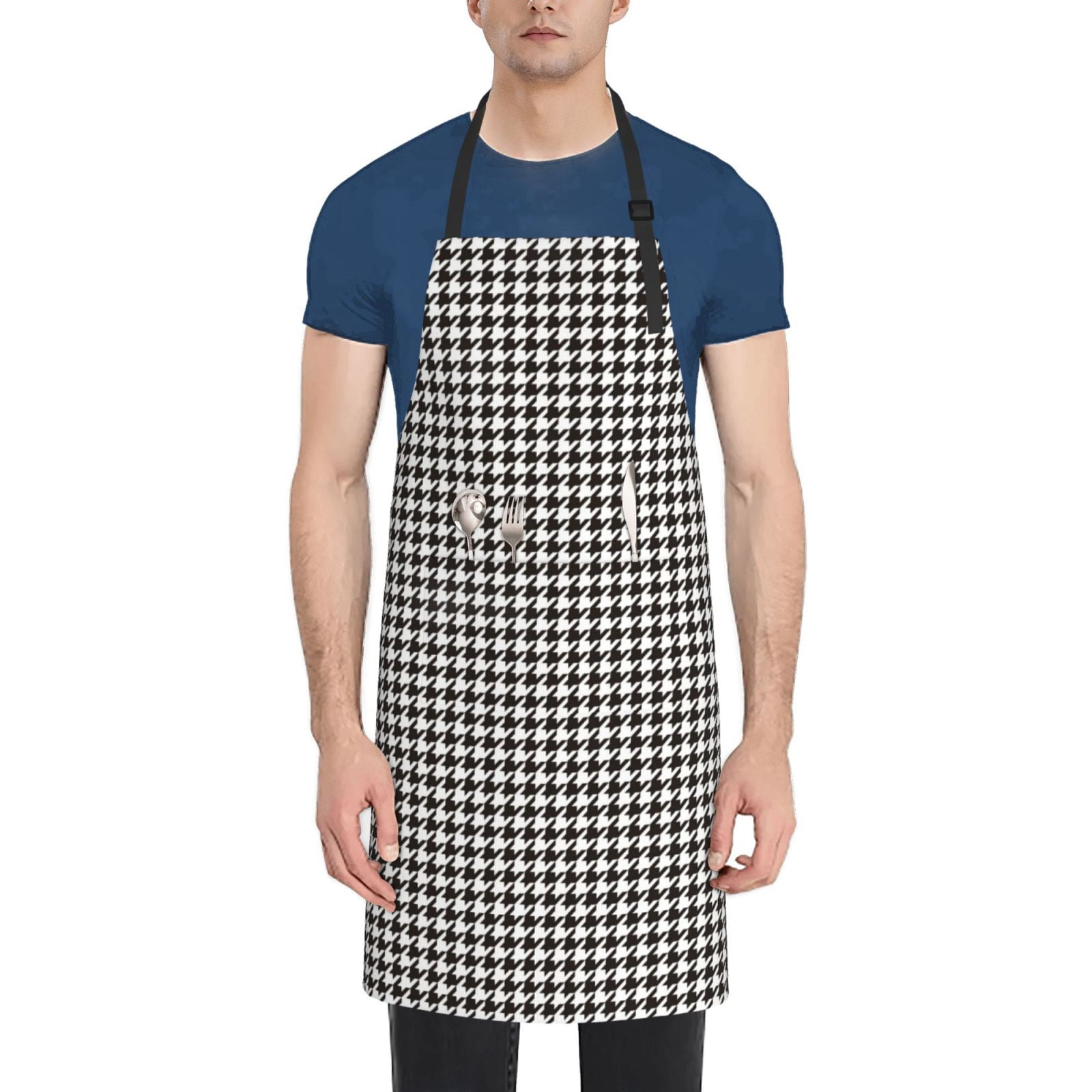 Lsque Houndstooth Black And White Waterproof Apron Chef Aprons for Men ...