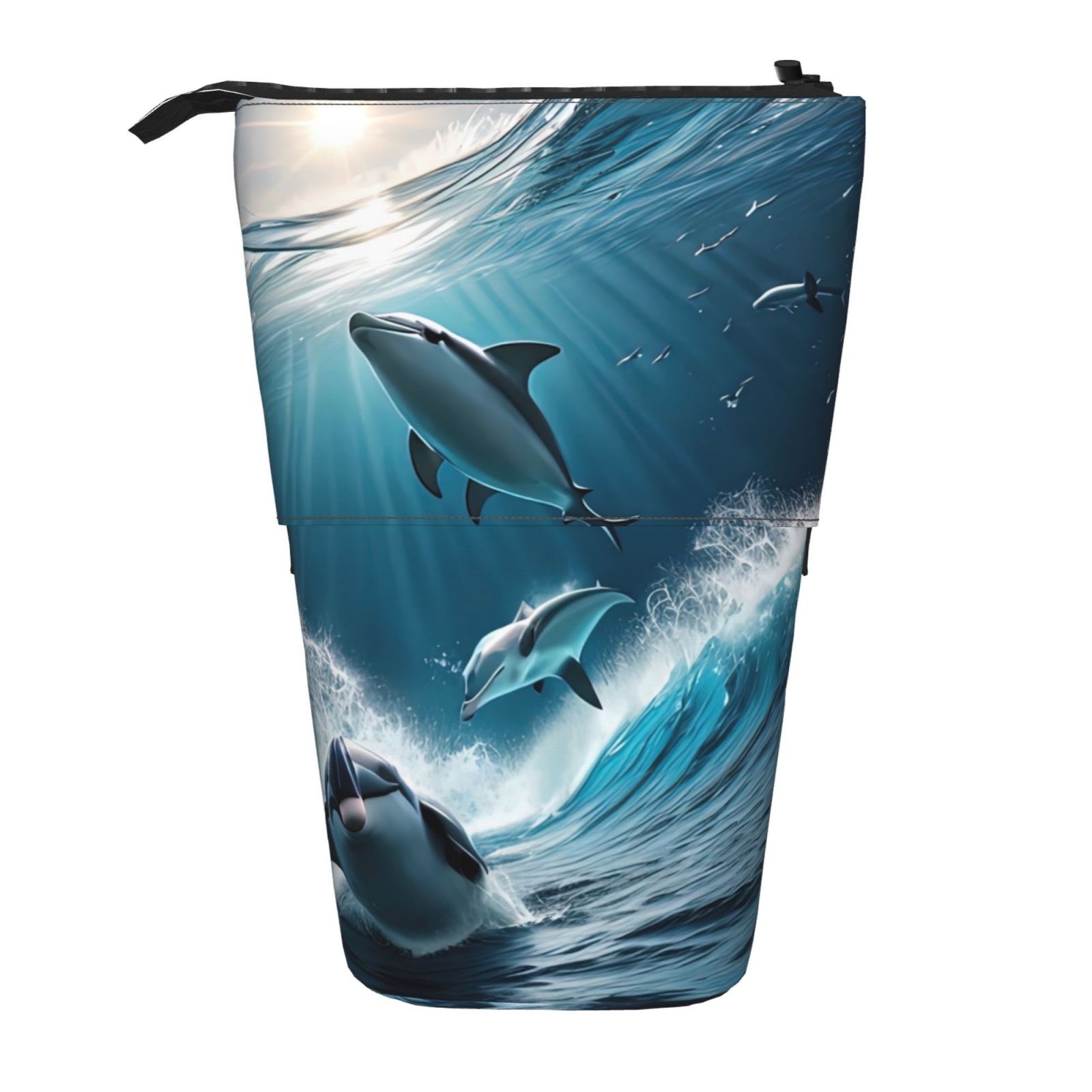 Lsque Ice Blue Ocean Cute Dolphin A Pattern Telescopic Pencil Bag Pen ...
