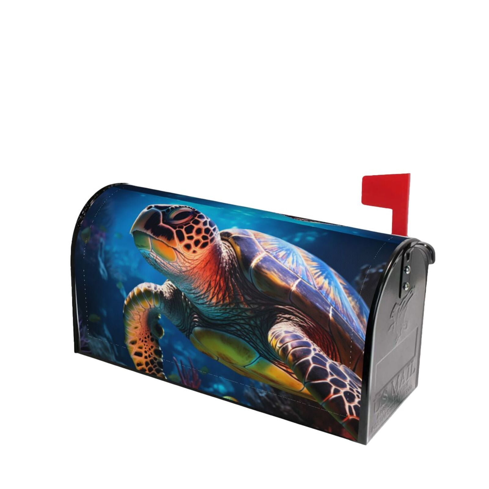 Lsque Ice Blue Ocean Sea Turtle Mailbox Cover Standard Size ,Magnetic ...