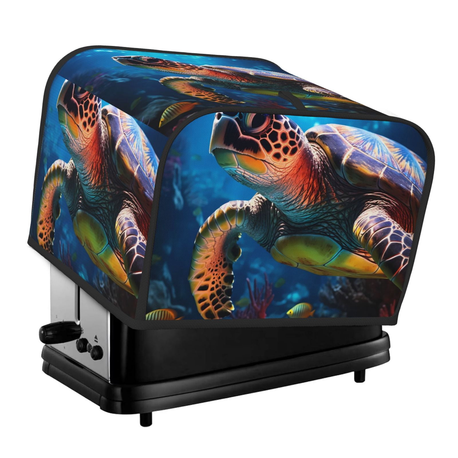 Lsque Ice Blue Ocean Sea Turtle Print 4 Slice Toaster Cover , Kitchen ...