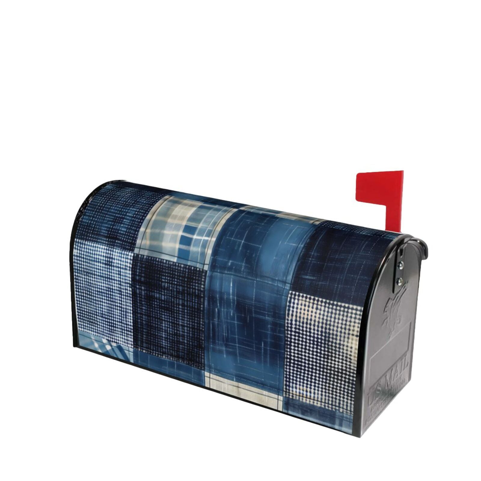 Lsque Indigo Patchwork Quilt Mailbox Cover Standard Size ,Magnetic ...