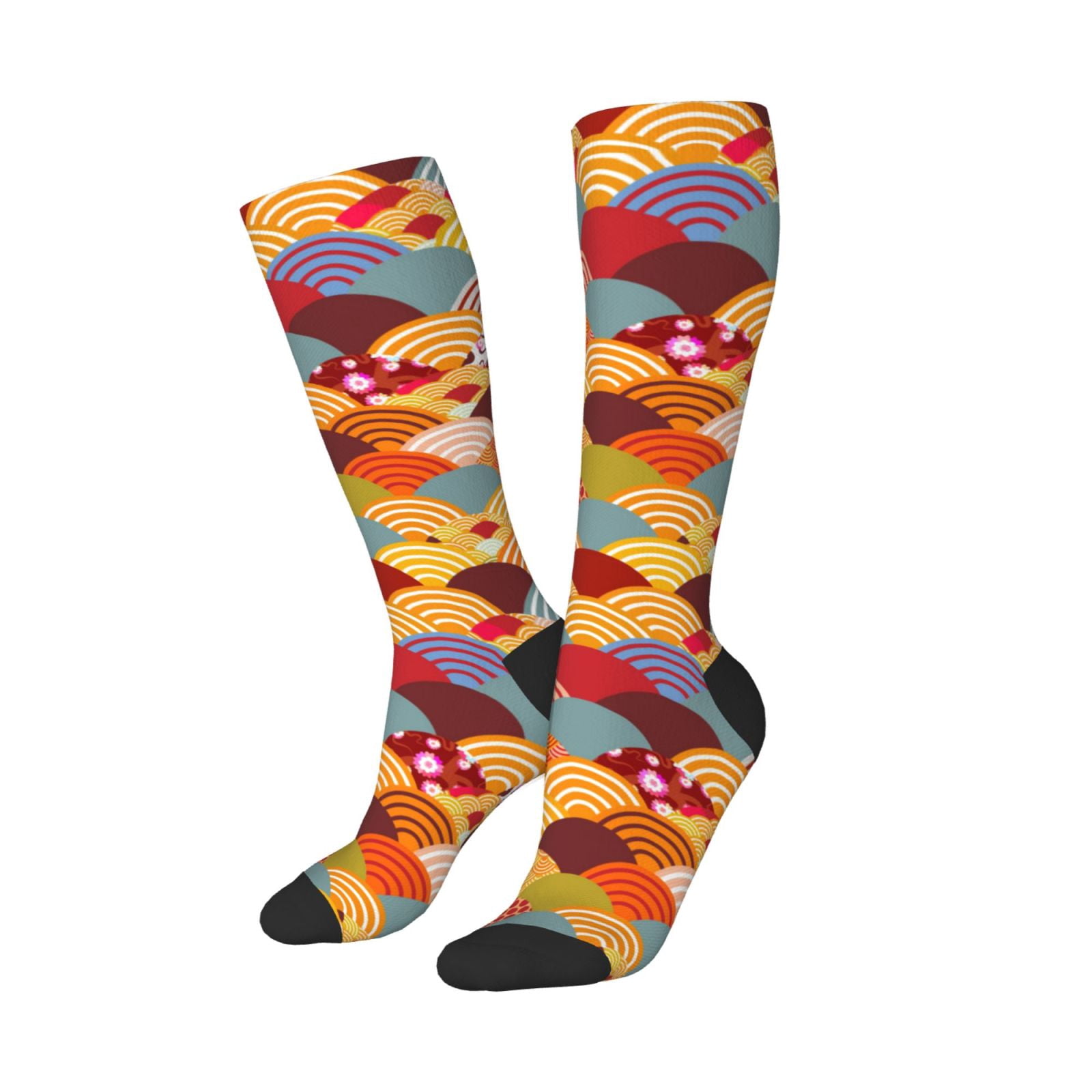 Lsque Japanese Style Fish Scales Printed Crew Socks Men's Women's ...