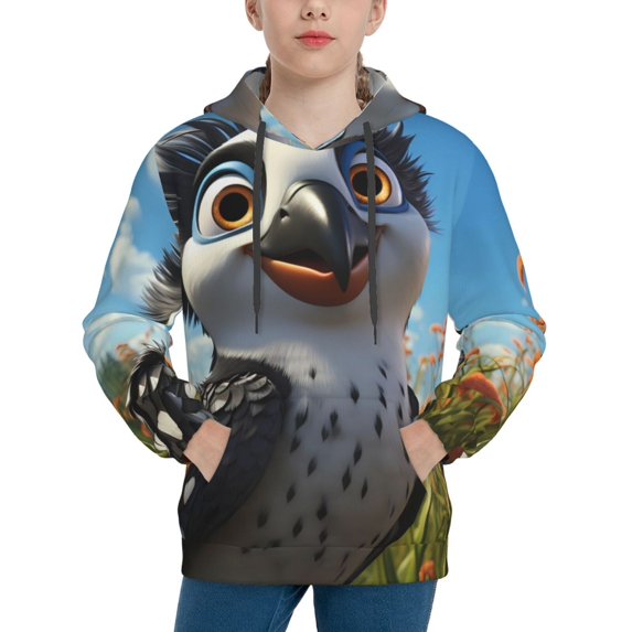 Lsque Joyful Animated Bird Patten Youth Hoodie Sweatshirt Pullover with ...