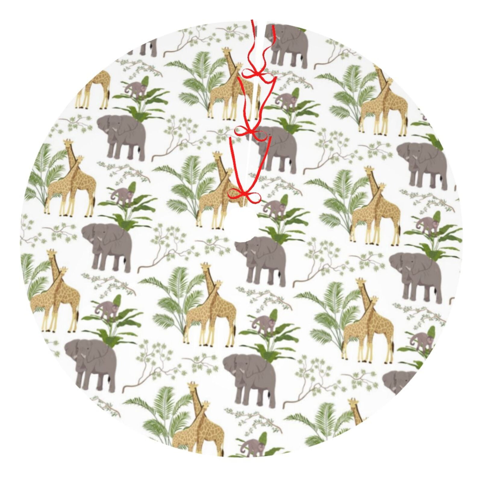Lsque Jungle Animal Print Christmas Tree Skirt, Tree Skirt with Ties or ...