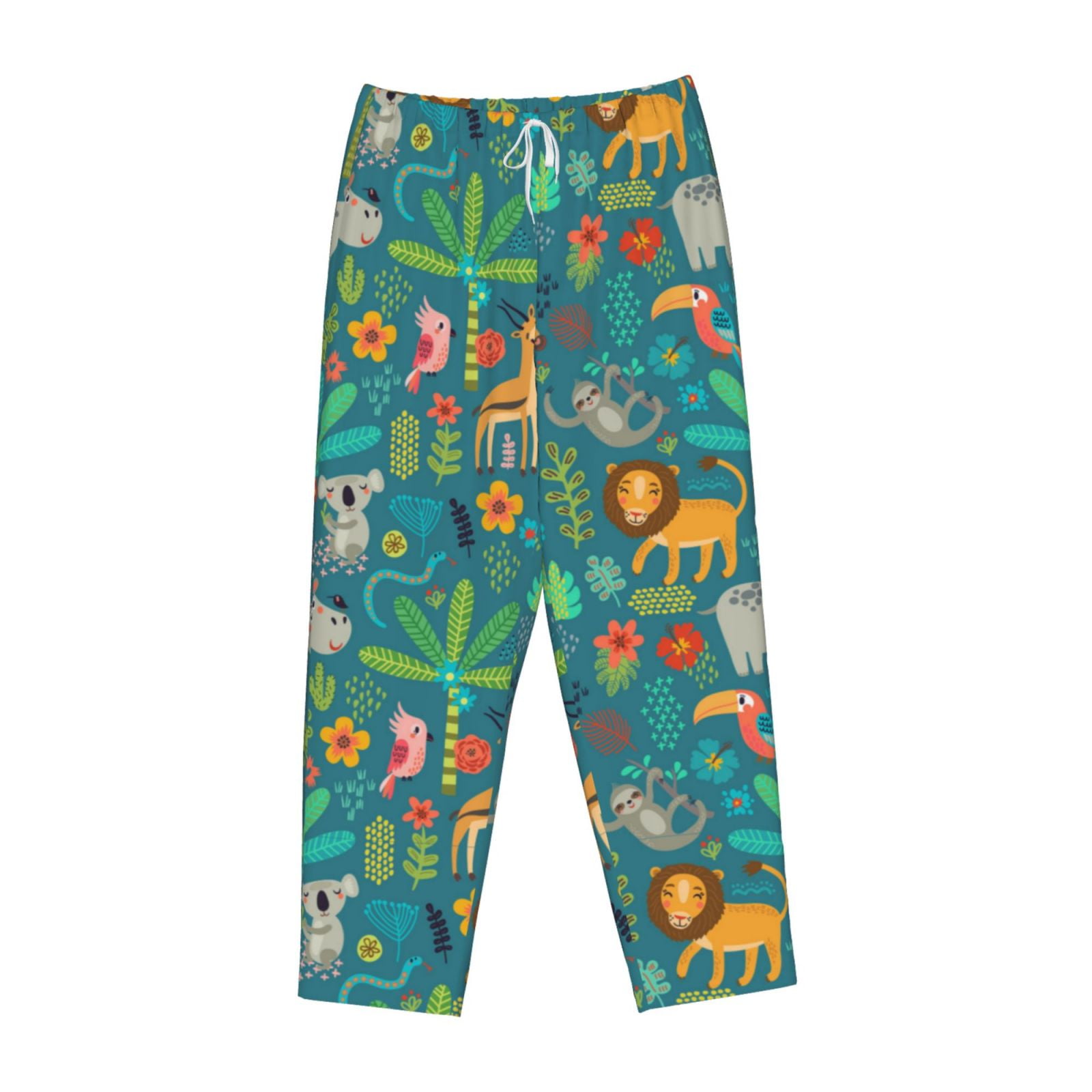 Lsque Jungle Animals Print Women's Pajama Pants, Lounge Pant ...