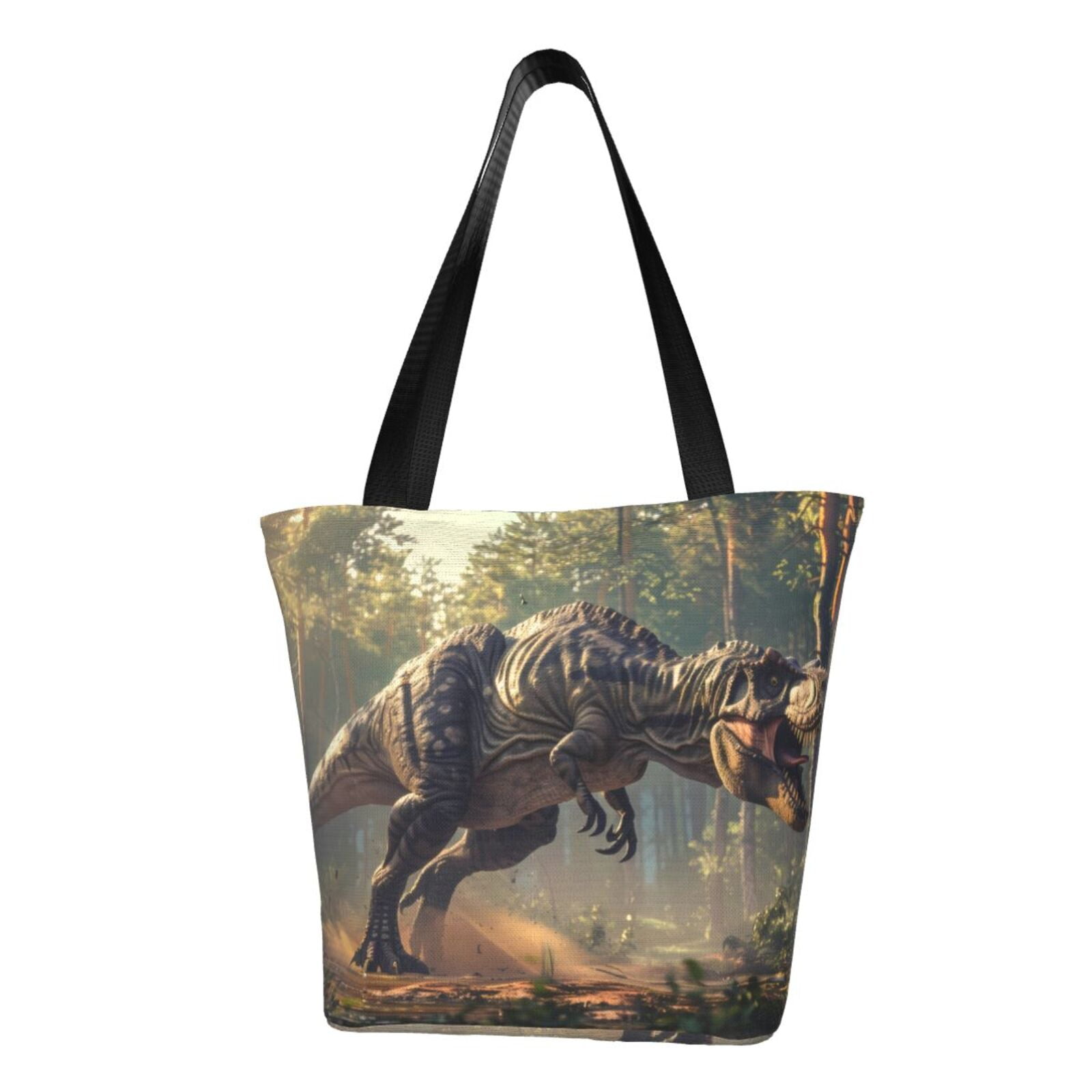 Lsque Jungle Dinosaur Pattern Beach Tote,Shoulder Handbag,Spacious Tote ...