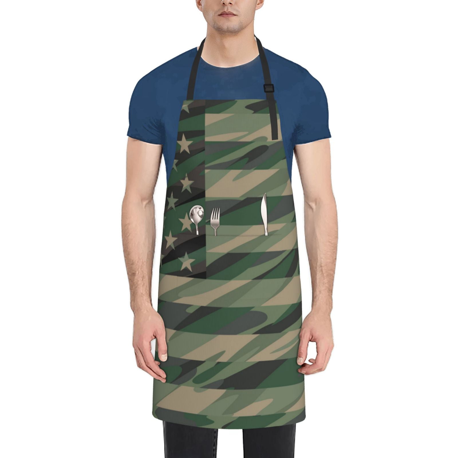Lsque Jungle Green Camo USA Flag Waterproof Apron Chef Aprons for Men ...