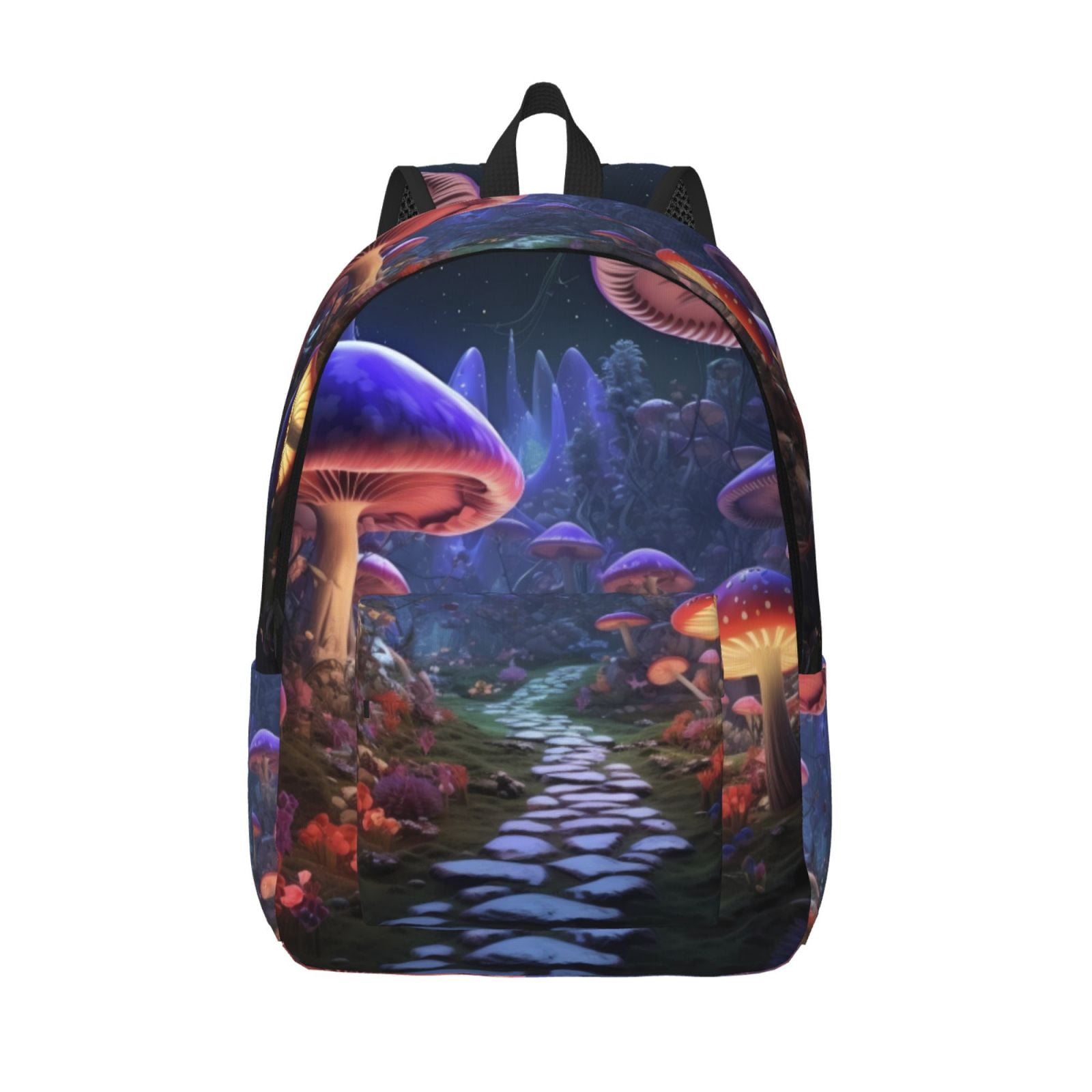 Lsque Jungle Path Glowing Mushrooms Pattern Canvas Daypack, Durable ...