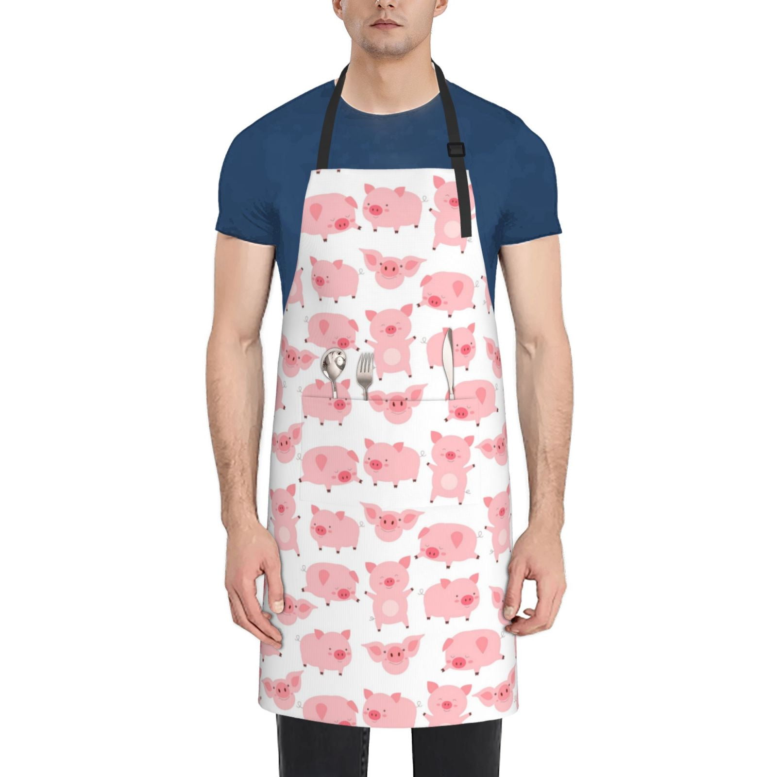 Lsque Kawaii Pigs Waterproof Apron Chef Aprons for Men Heavy Duty ...