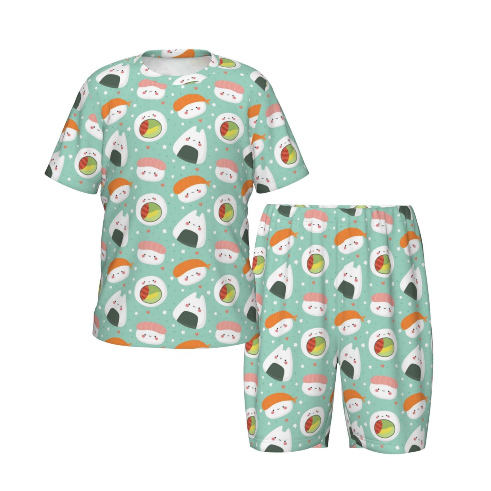 Lsque Kawaii Sushi Pattern Girls' Sleeve Top and Shorts Snug Fit Cotton ...