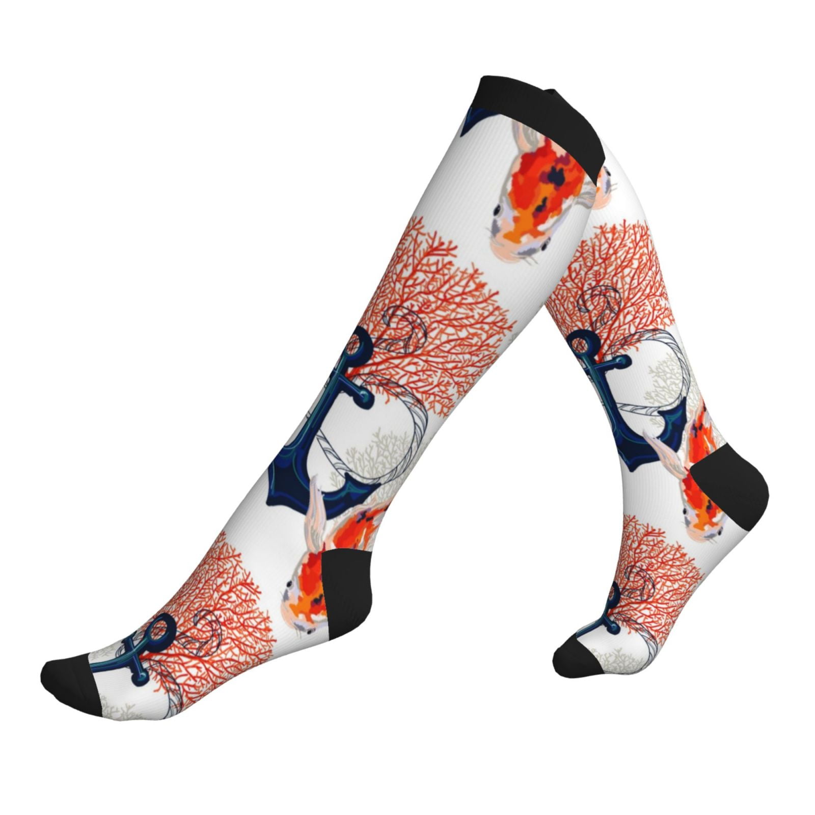 Lsque Koi Fish And Corals Pattern Sport Compression Socks for Men ...