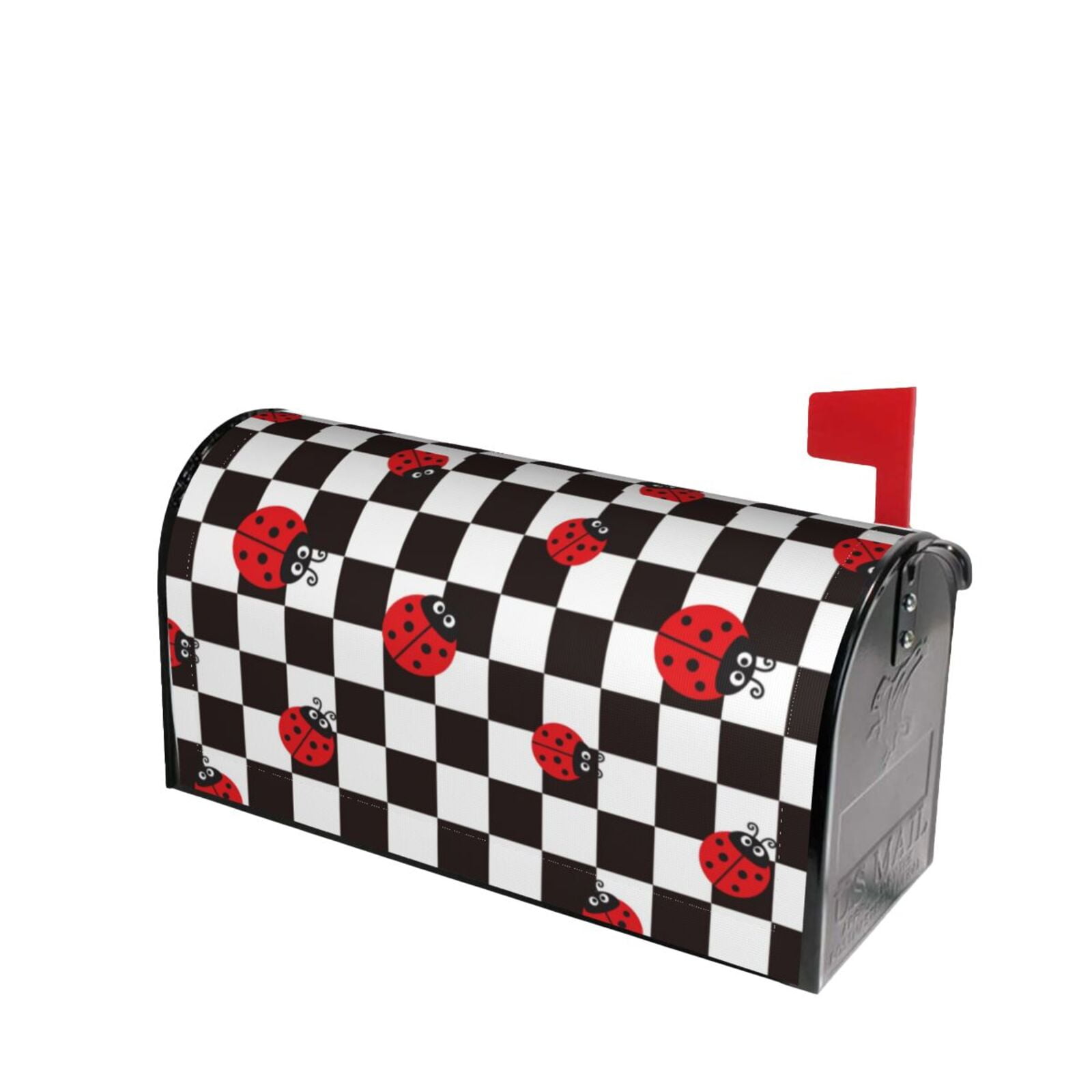 Lsque Ladybugs Of Black And White Checkers Mailbox Cover Standard Size ...