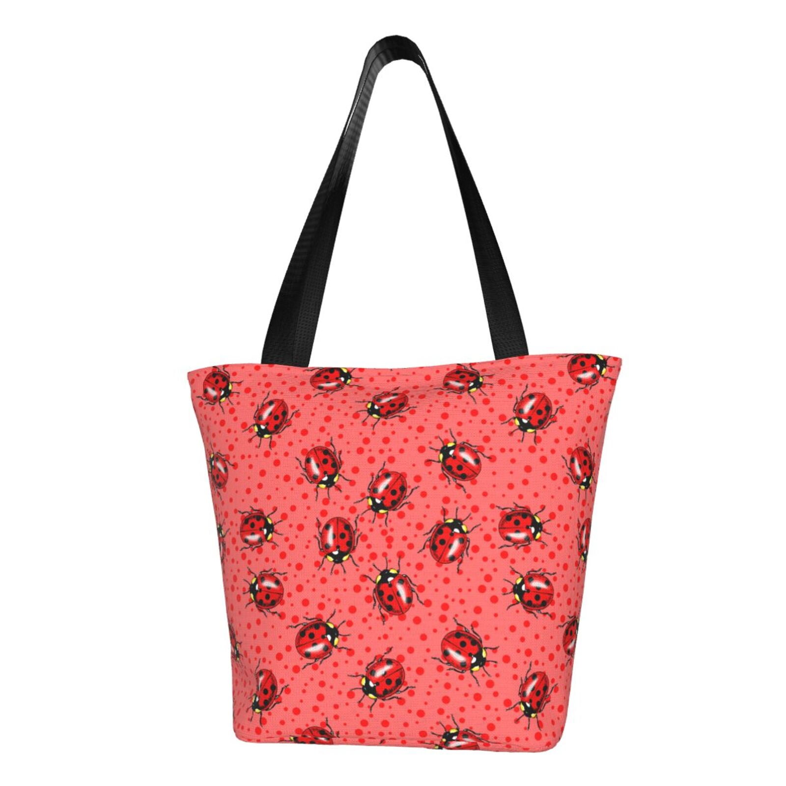 Lsque Ladybugs On Red Polka Dot Pattern Beach Tote,Shoulder Handbag ...