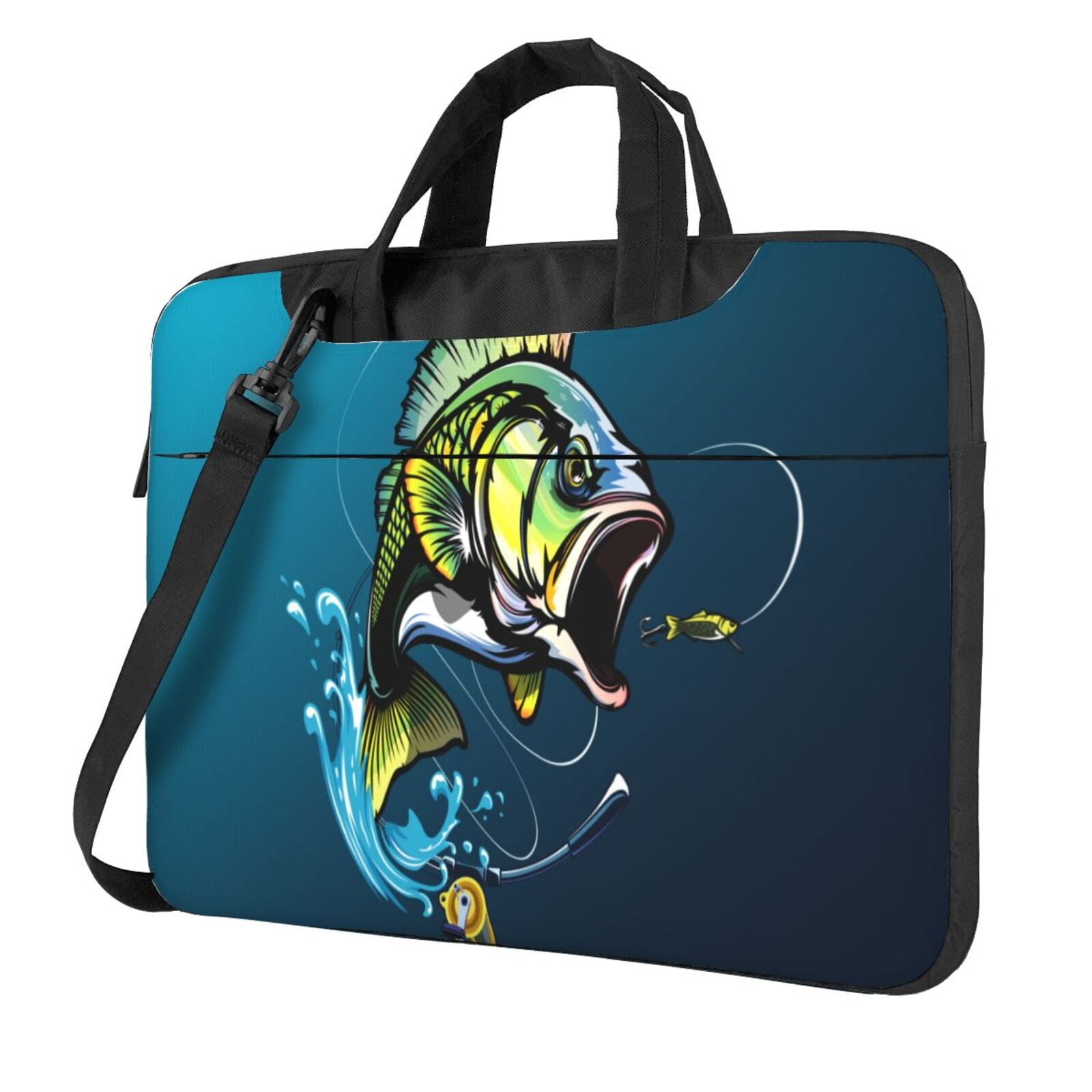 Lsque Largemouth Bass Fish Pattern Laptop Bag – Portable & Slim Single ...