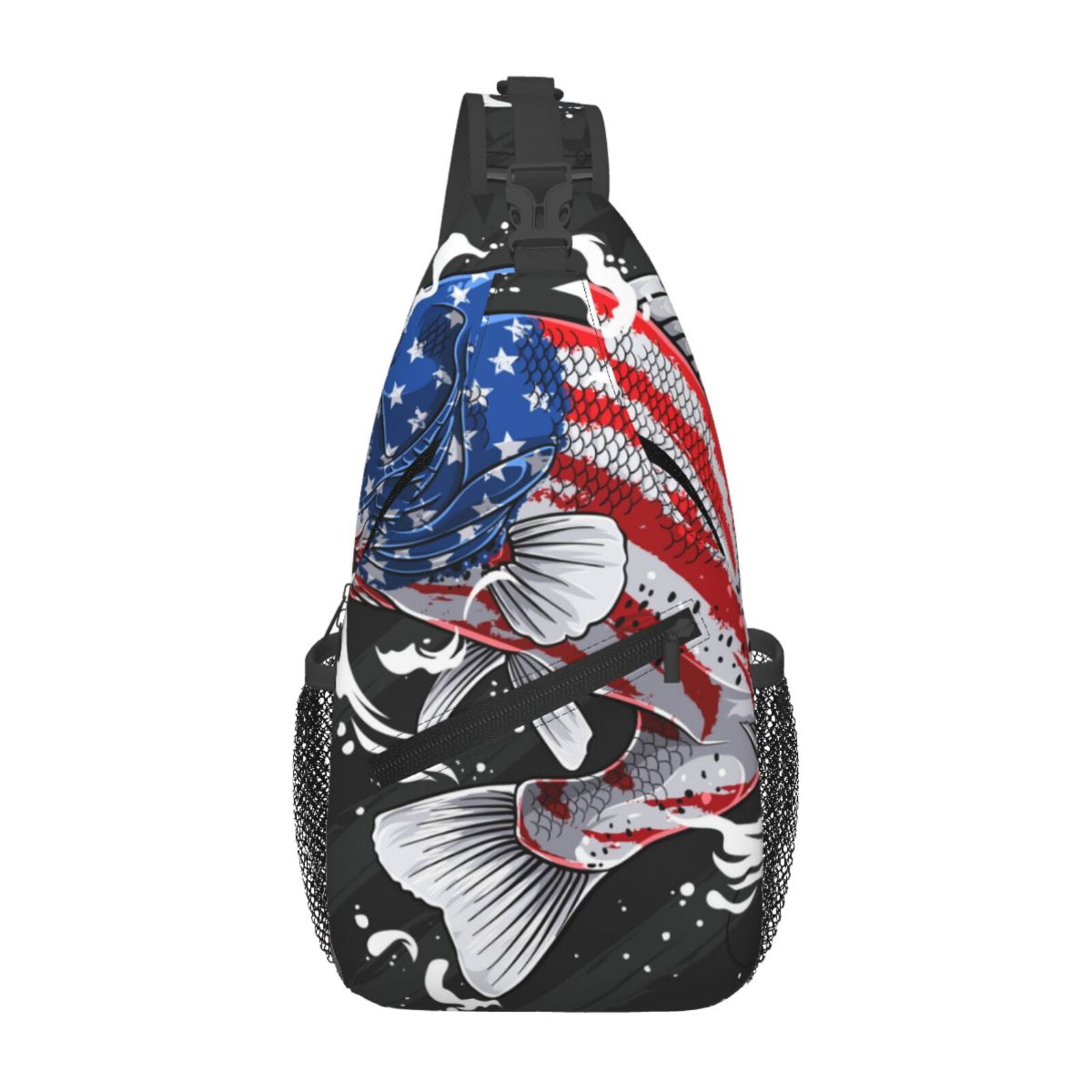 Lsque Largemouth Bass Fish in USA Pattern Cross Chest Bag Diagonally ...