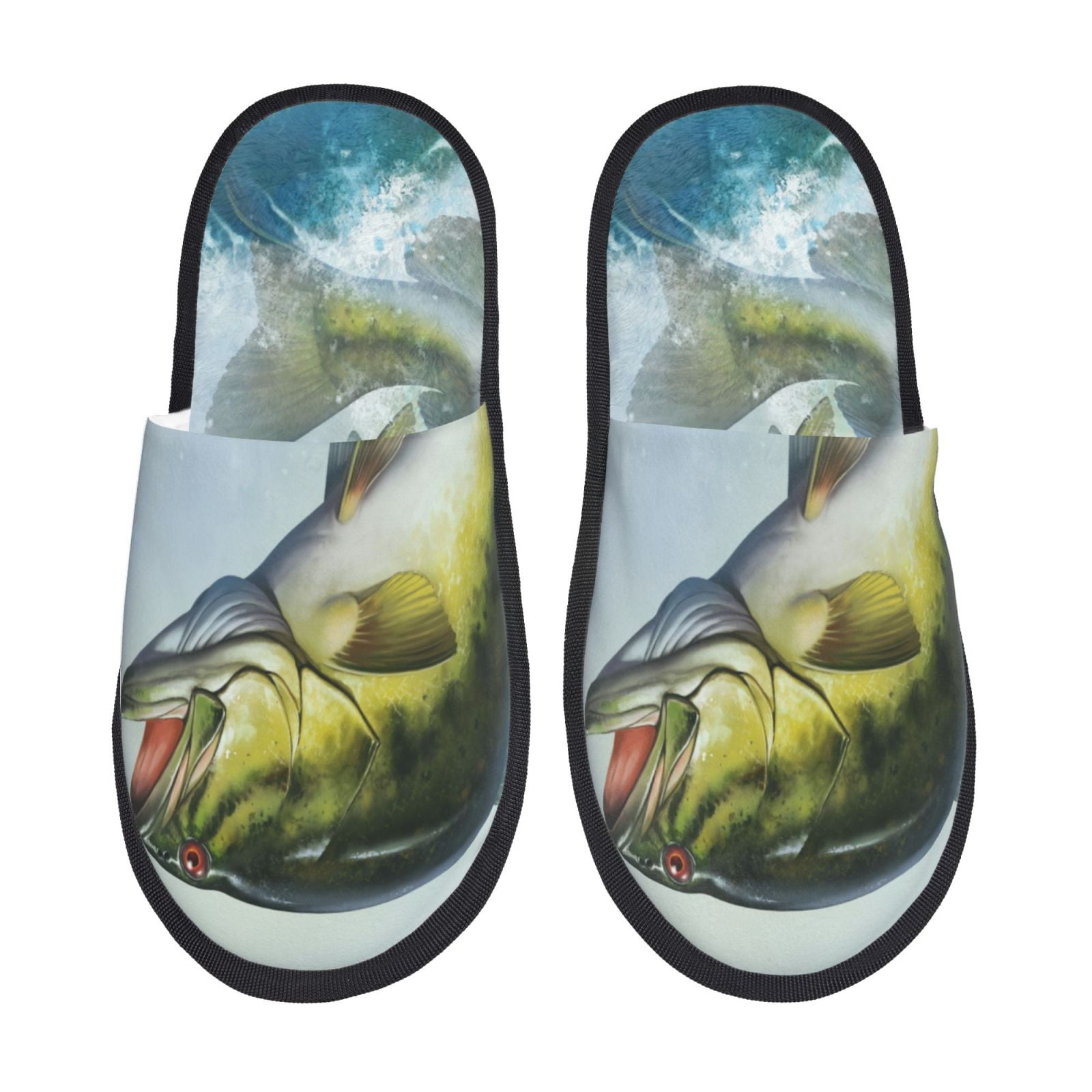 Lsque Largemouth Bass jumps out of water Print Fuzzy Slippers Fuzzy ...