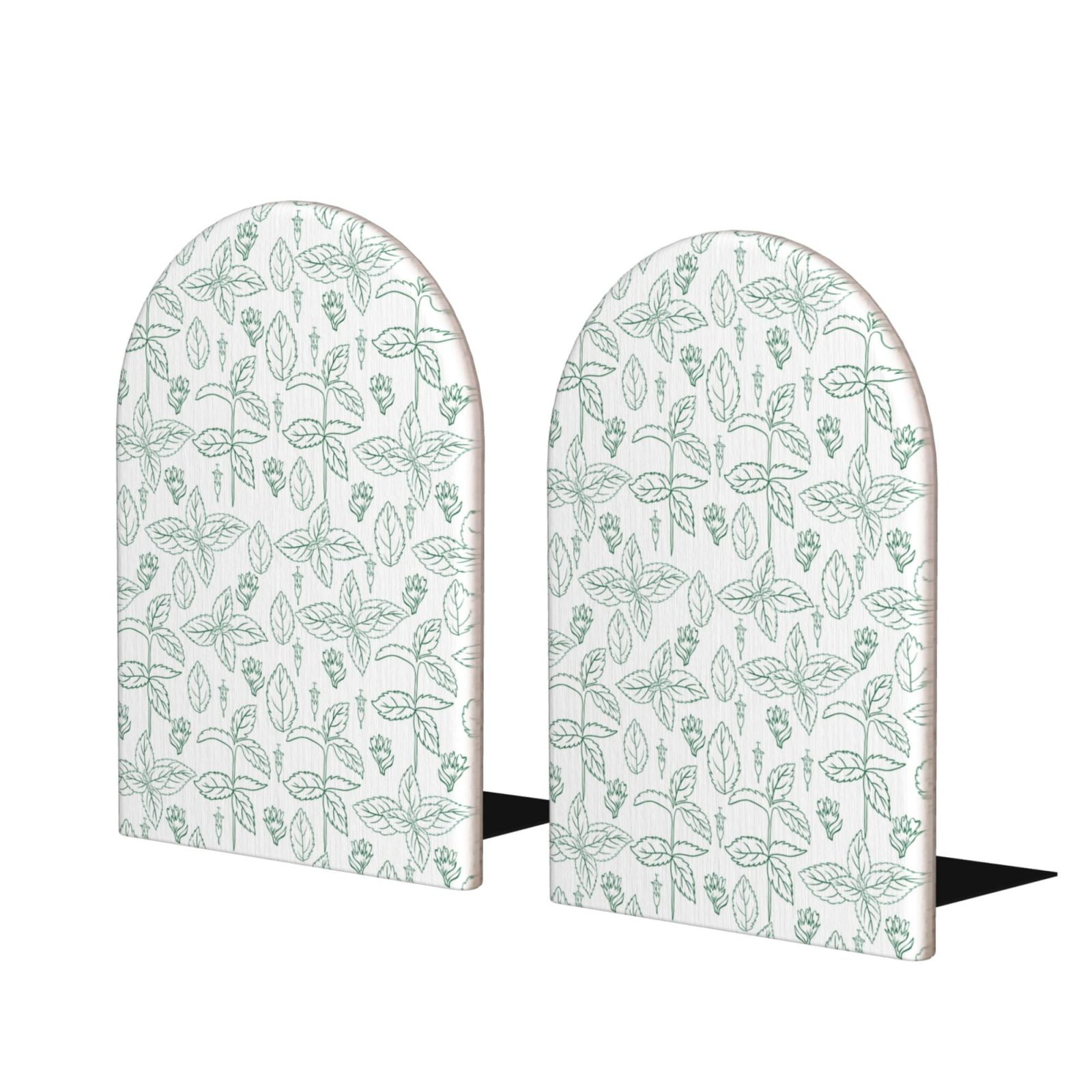 Lsque Leaf Print Printed Wood Bookends,Non-Skid Bookend for Shelves ...