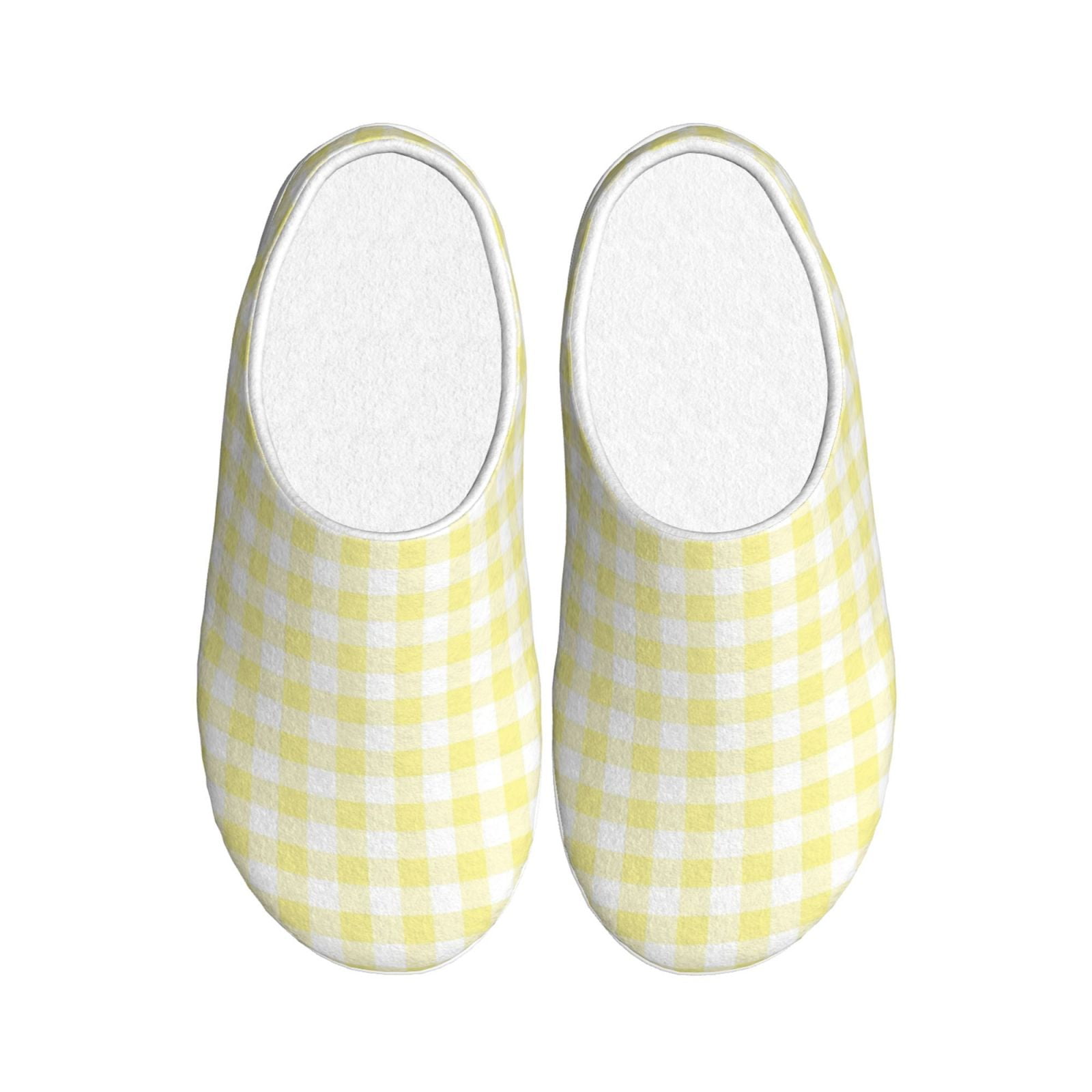 Lsque Lemon Yellow Checkboard Pattern Womens Comfort Cotton on Scuff ...