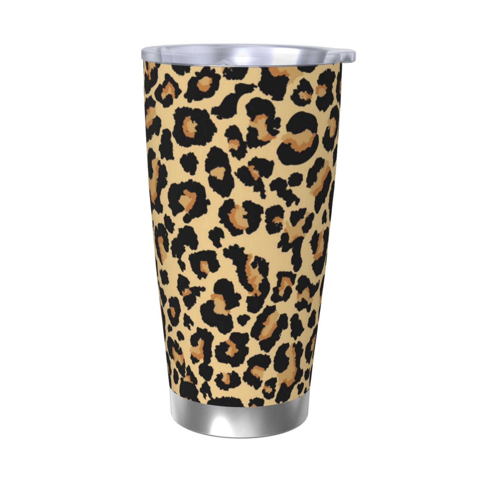 Lsque Leopard Print Pattern 20oz Car Cup with Lid and Straw, Insulated ...