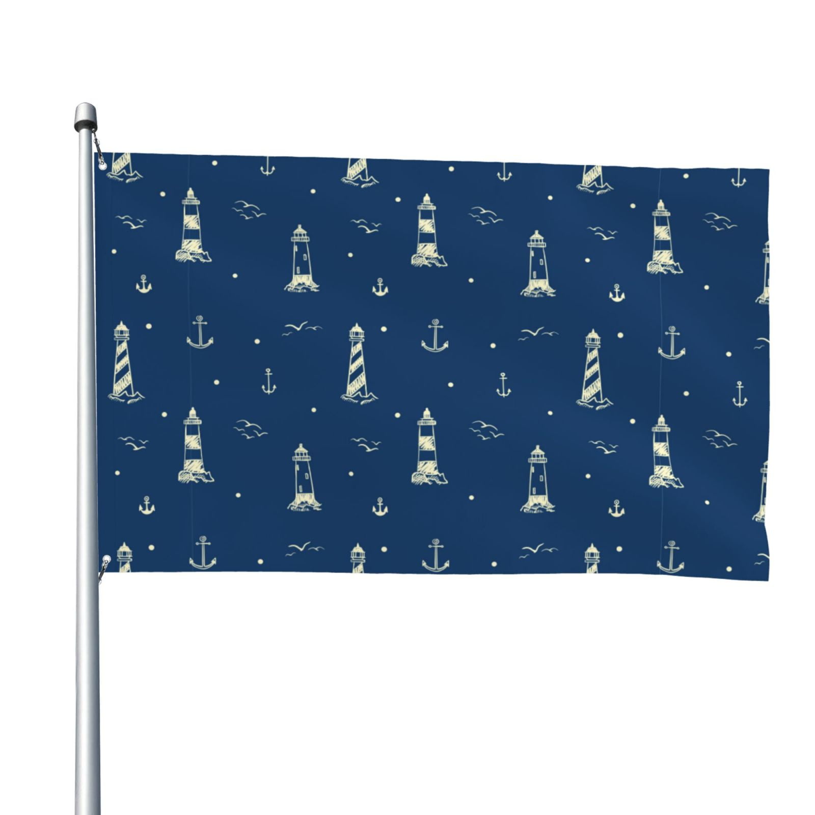 Lsque Lighthouses and Anchors Pattern Flag,Lighthouses and Anchors ...