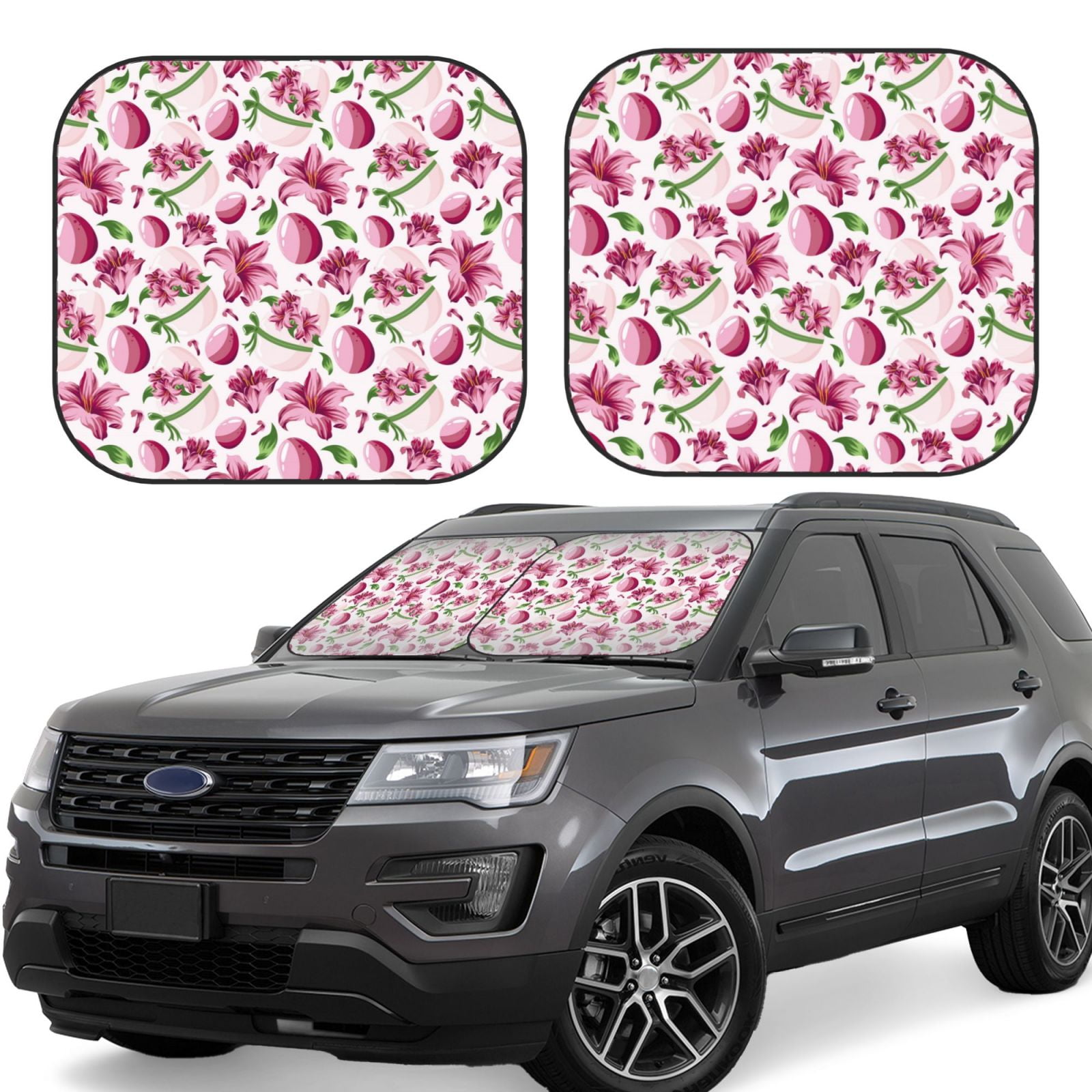 Lsque Lilies Flowers 2 PCS Windshield Sun Shade | CarFoldable Window ...