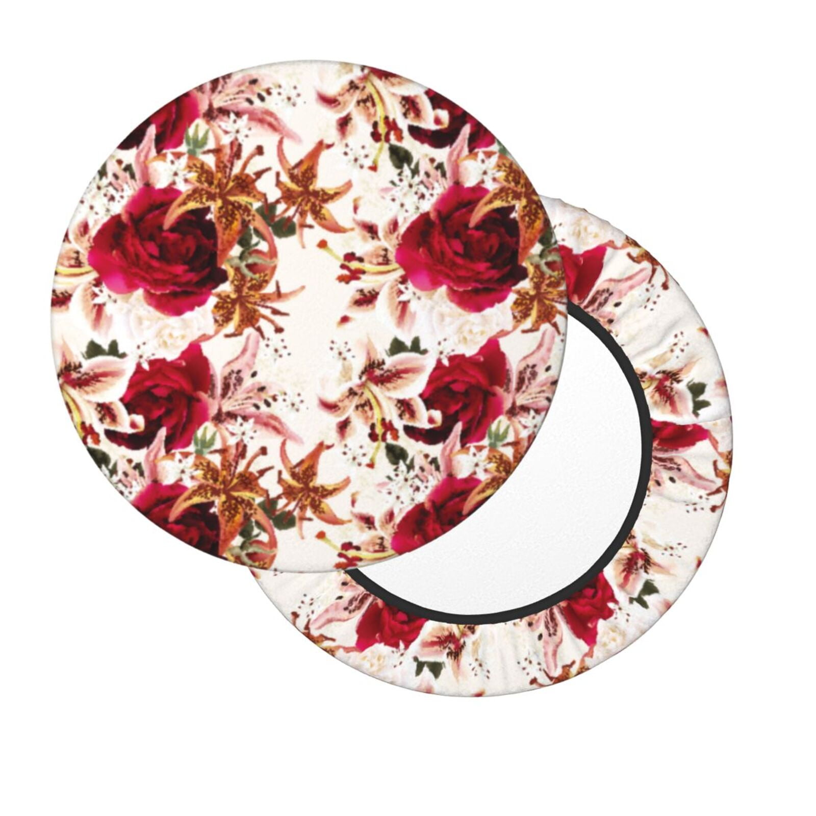 Lsque Lilies Flowers Round Bar chair cushion covers Velvet Fabric Premium Comfort Protects from ...