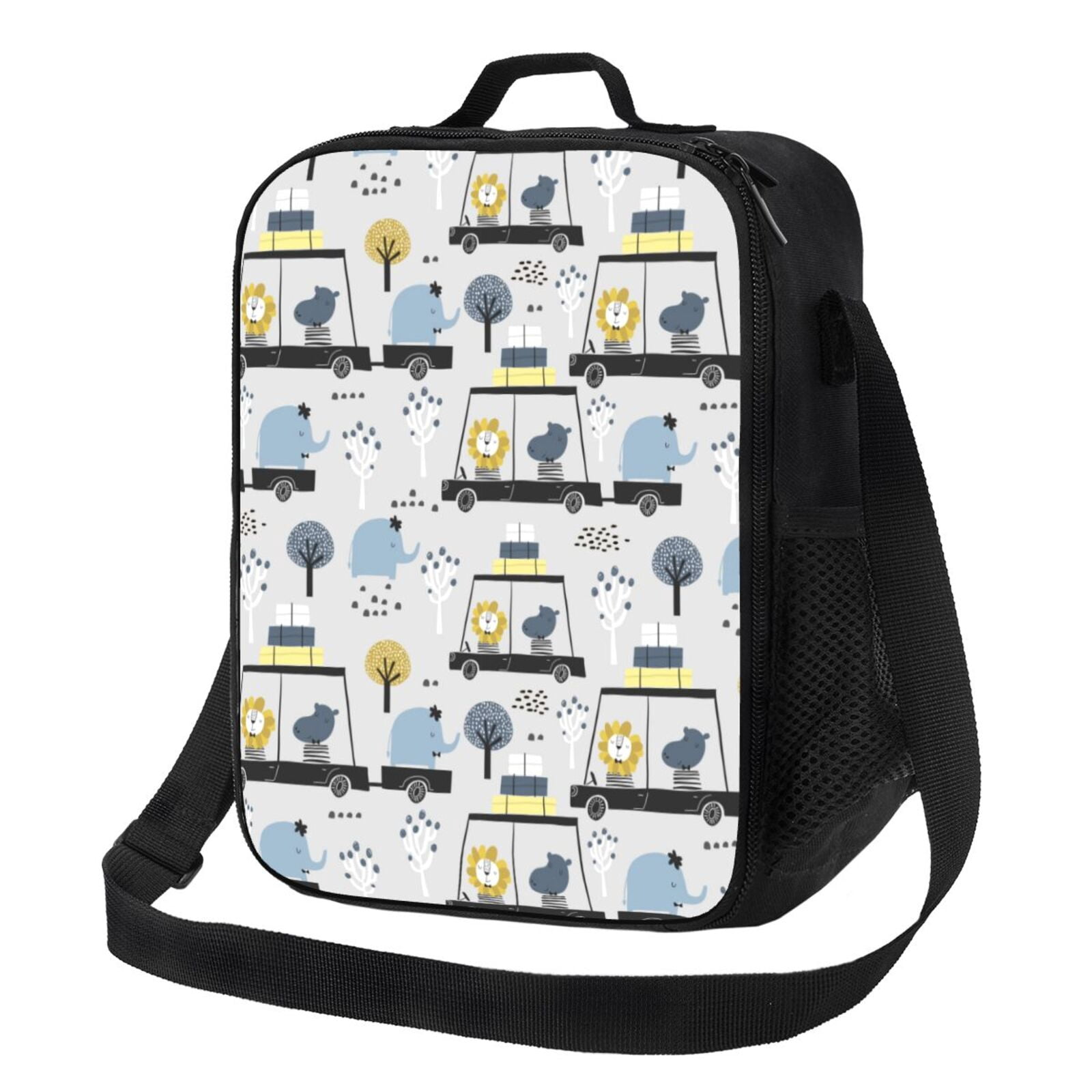 Lsque Lion Hippo Elephant On The Car Lunch Bag Lunch Box for Women Men ...