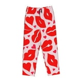 Lsque Lips Kiss Print Women's Pajama Pants, Lounge Pant - Comfortable ...