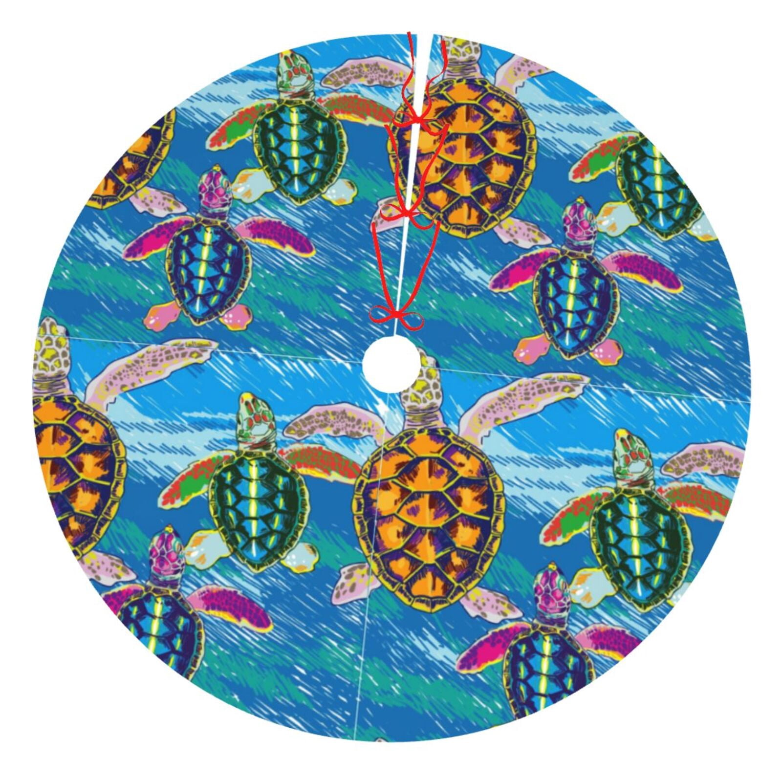 Lsque Little Sea Turtles Print Christmas Tree Skirt, Tree Skirt with ...