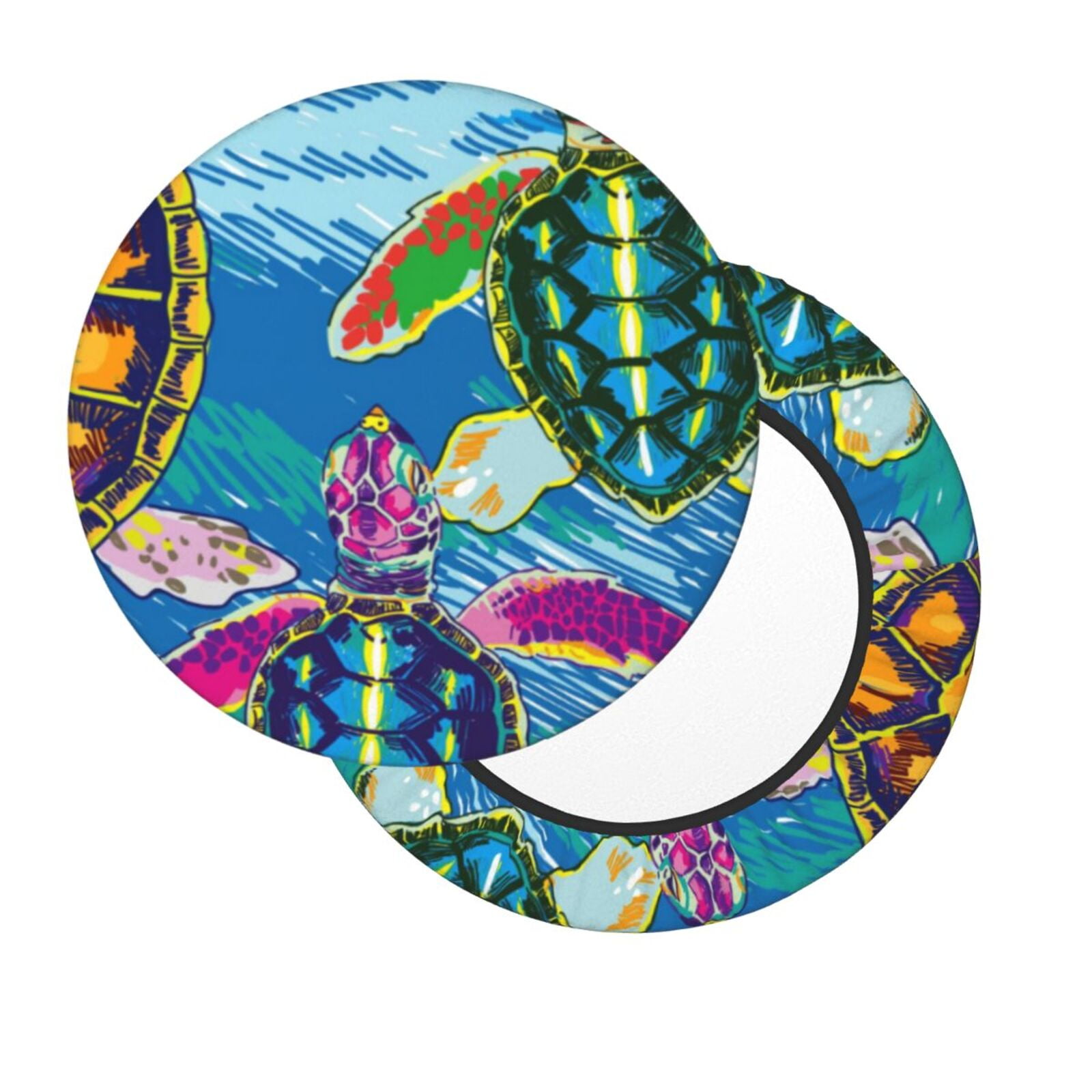 Lsque Little Sea Turtles Round Bar chair cushion covers Velvet Fabric ...